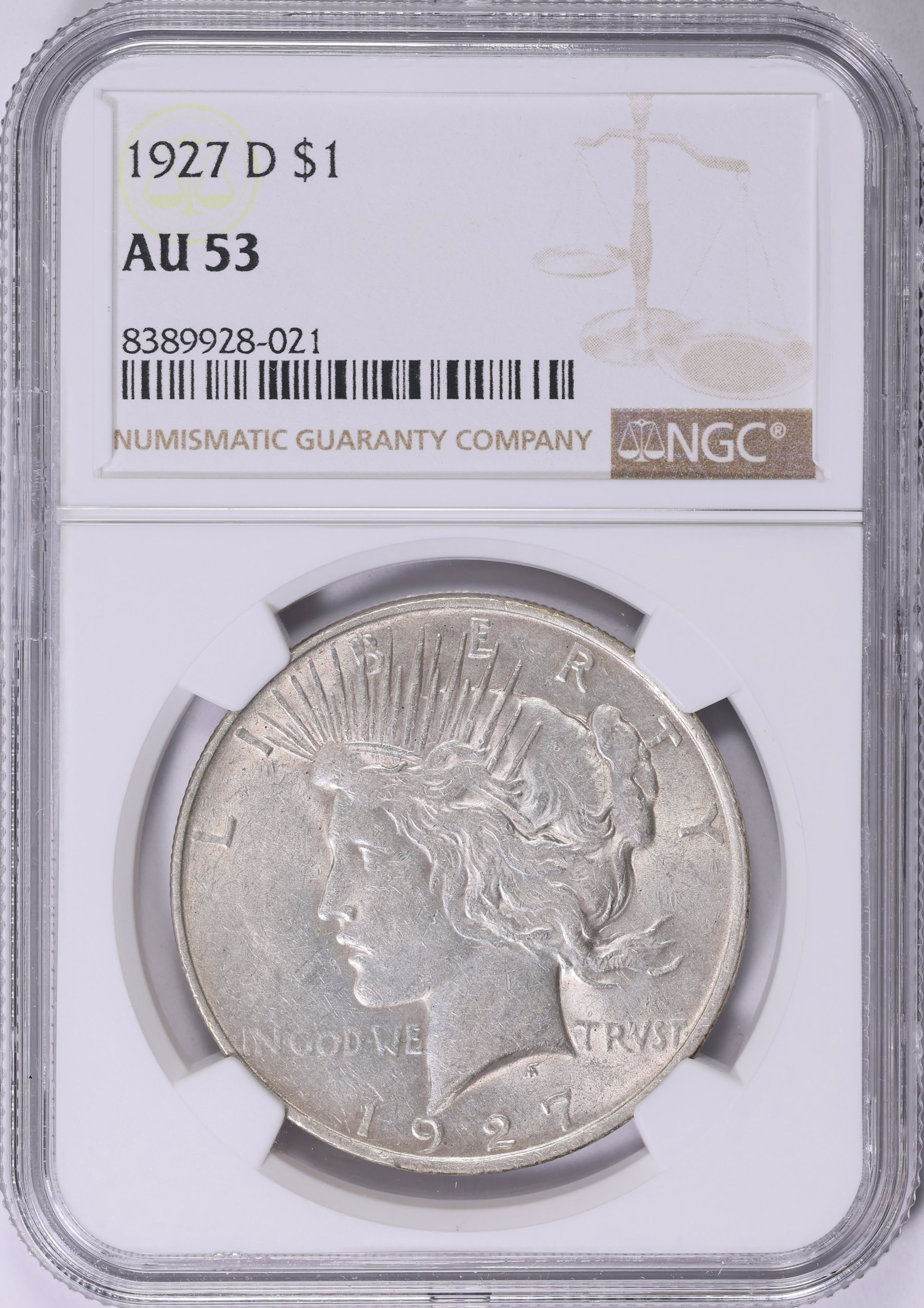 1927-D Peace Silver Dollar NGC AU-53 (Item 1877719) | GreatCollections ...