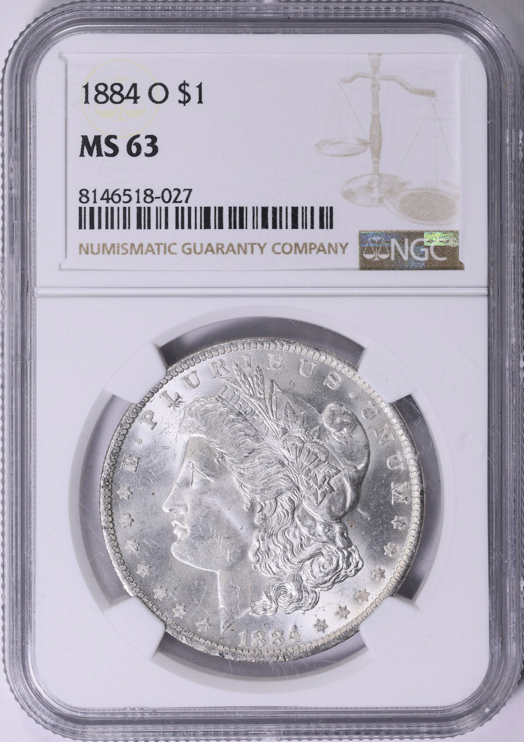 1884-O Morgan Silver Dollar NGC MS-63 (Item 1877775) | GreatCollections Coin Auctions
