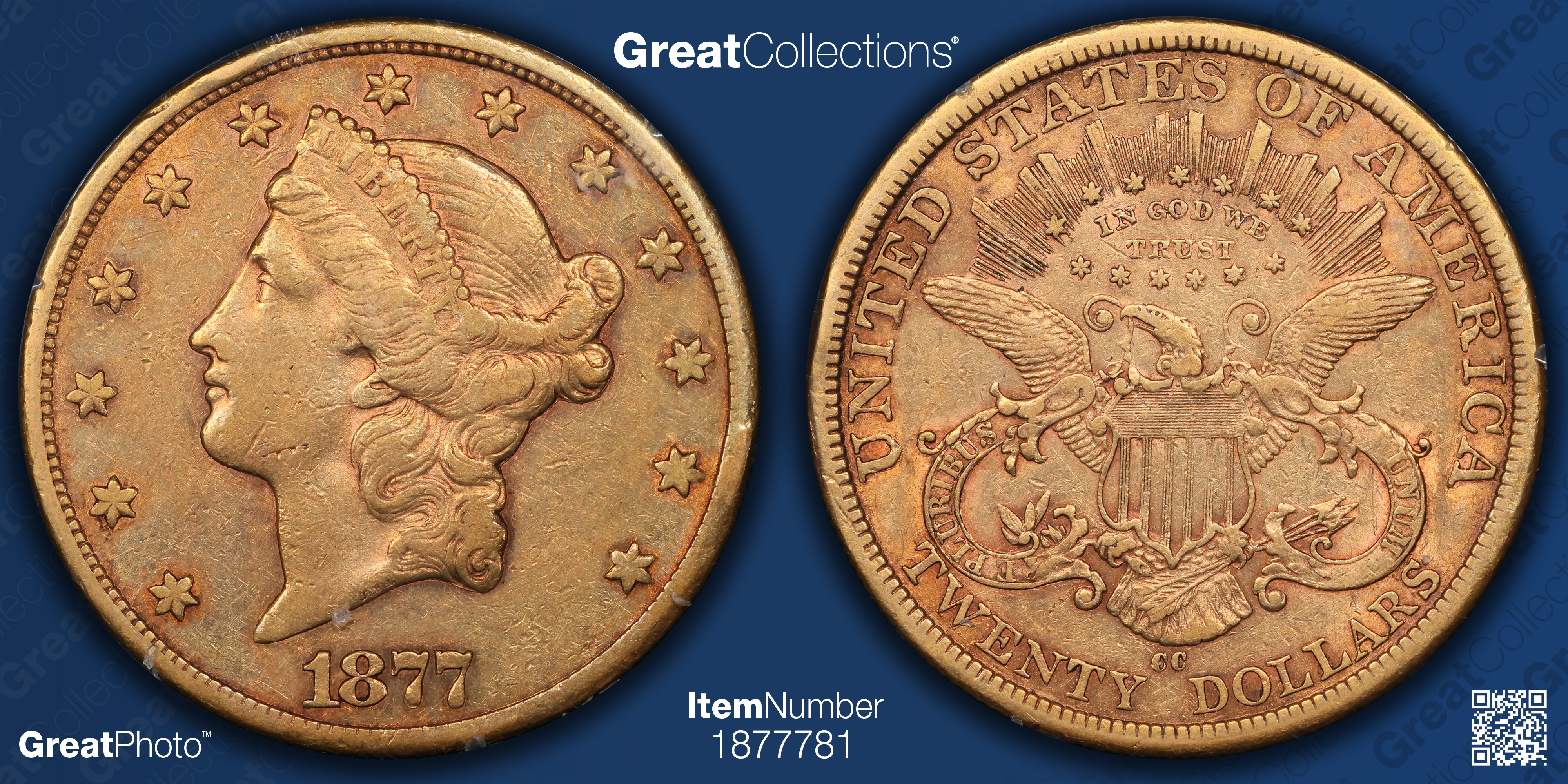 1877-CC Liberty Gold Double Eagle PCGS VF-25 OGH (1st Gen) (Item ...