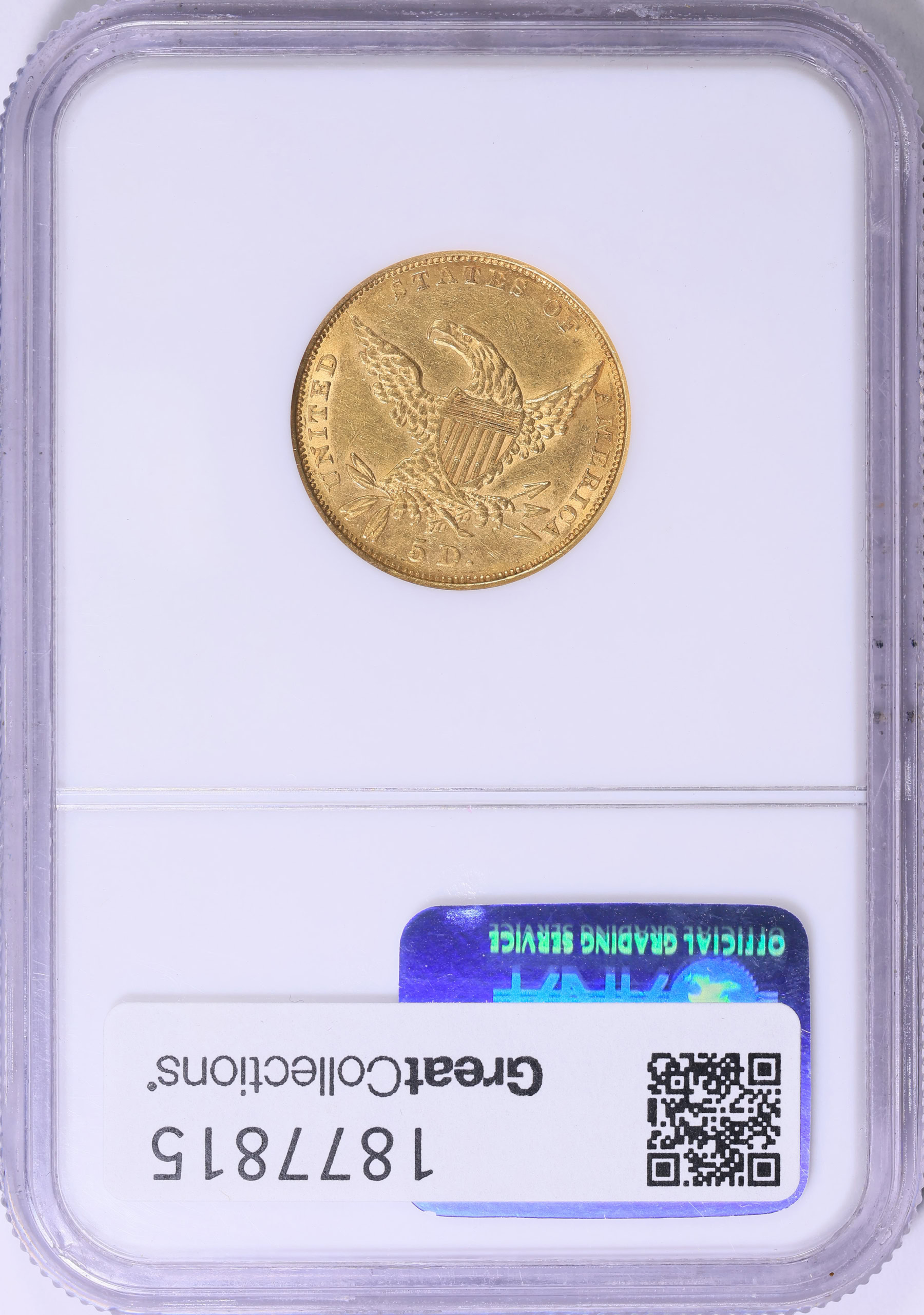 1834 Classic Head Gold Half Eagle Plain 4 NGC AU-53 (Item 1877815) | GreatCollections Coin Auctions