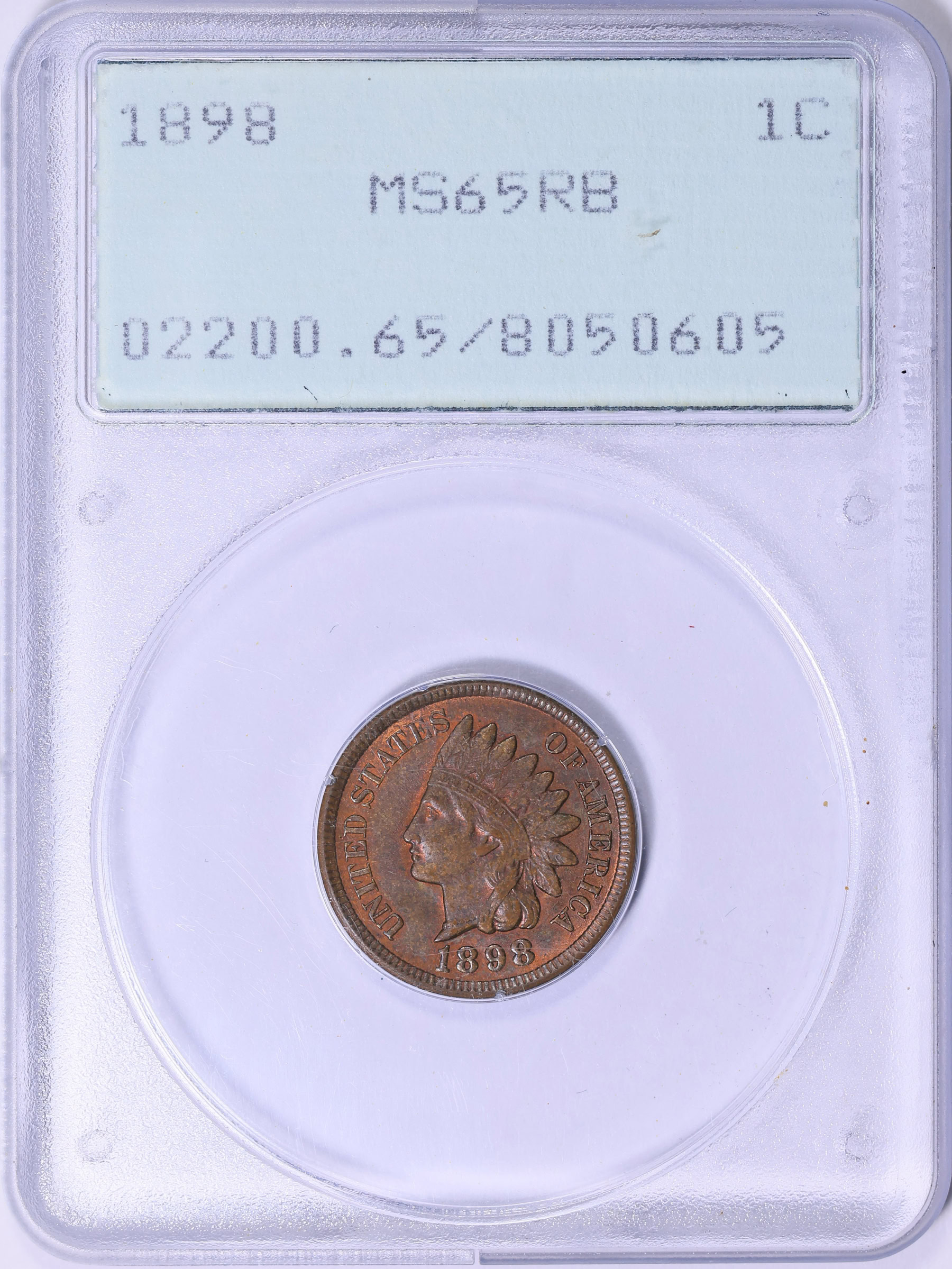 1898 Indian Cent PCGS MS-65 RB OGH (1st Gen) (Item 1877862) | GreatCollections Coin Auctions
