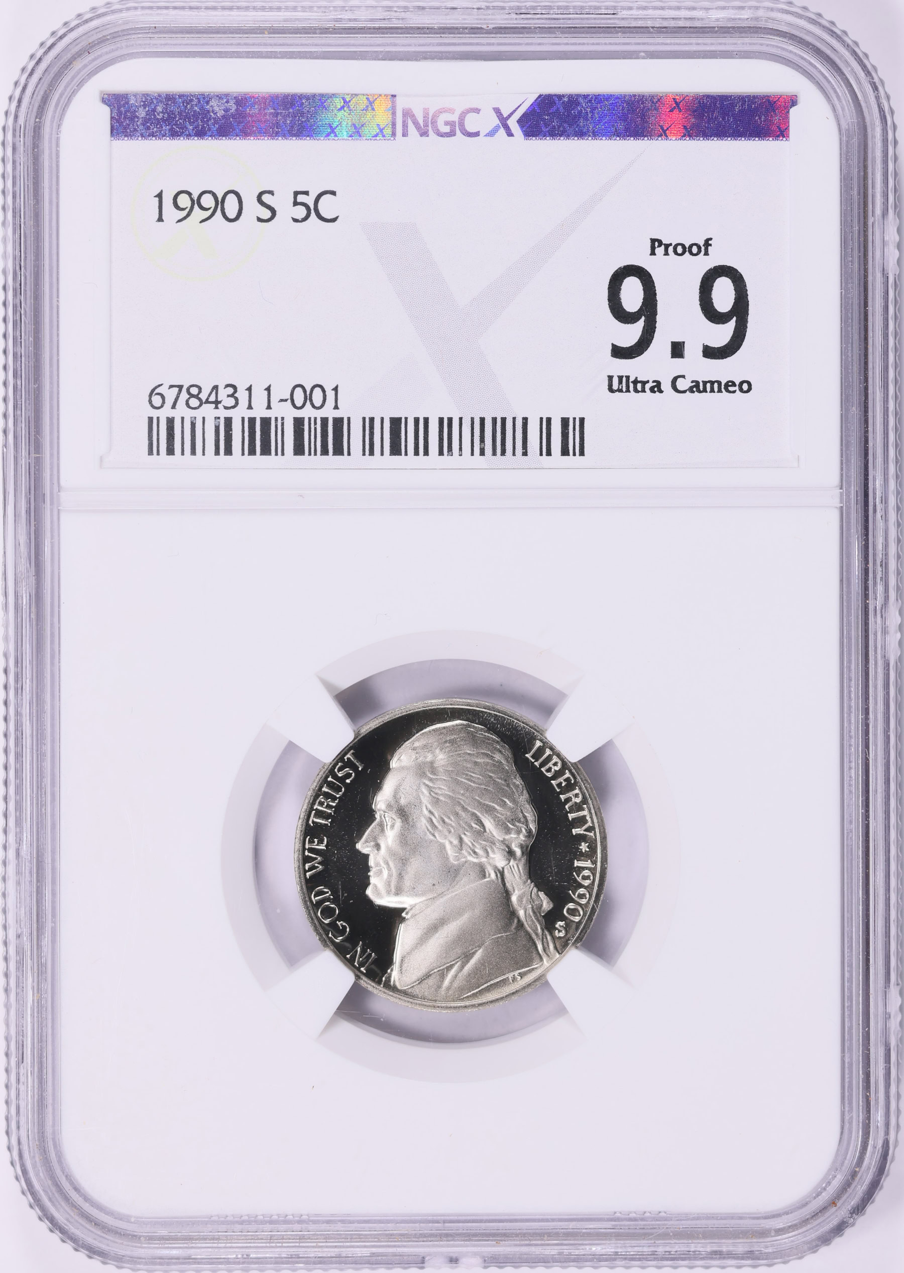 1990-S Jefferson Nickel NGCX Proof 9.9 UC (NGC Proof-69 UC) (Item ...