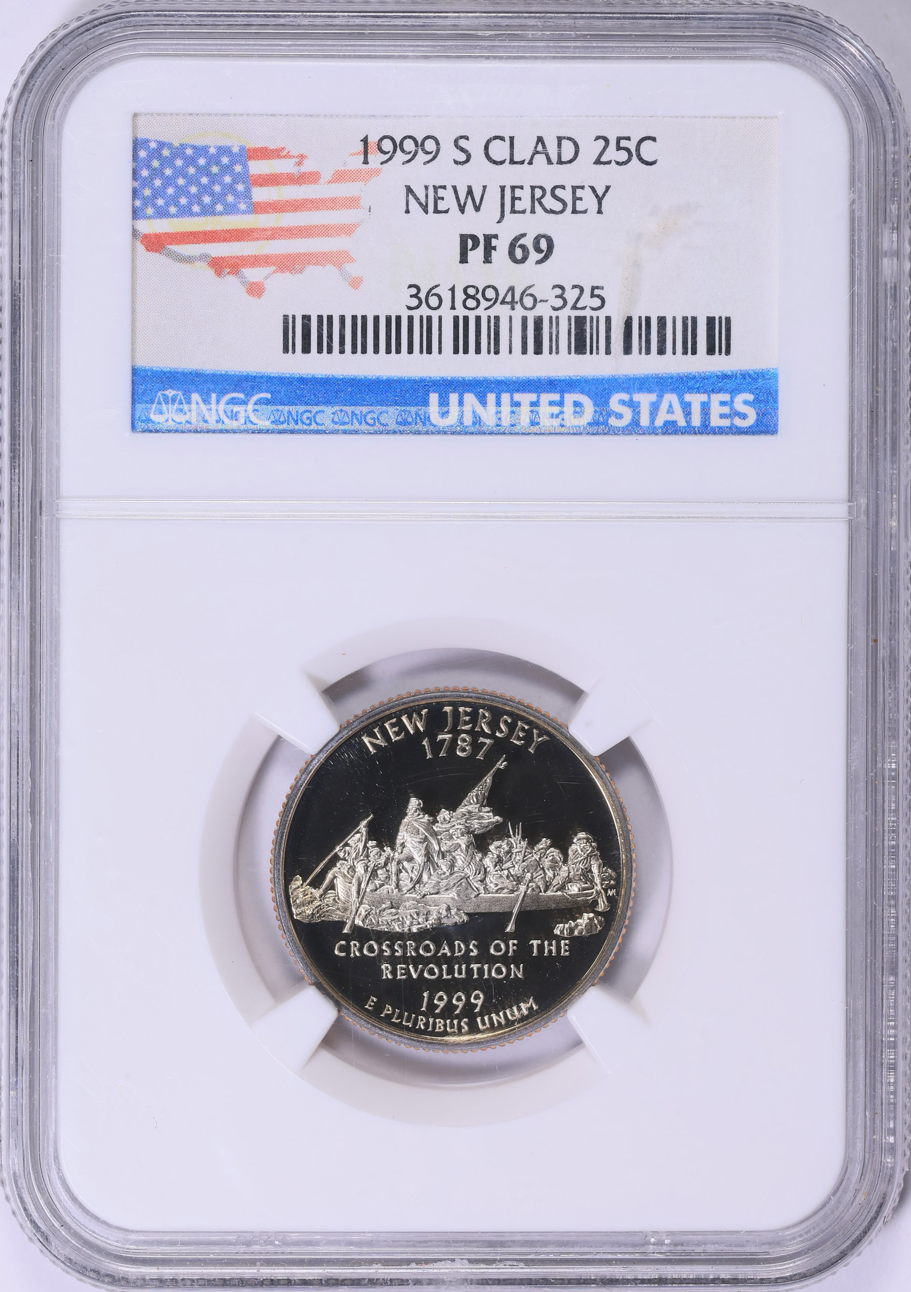 1999-S State Quarter New Jersey NGC Proof-69 (U.S. Map Label) (Item ...