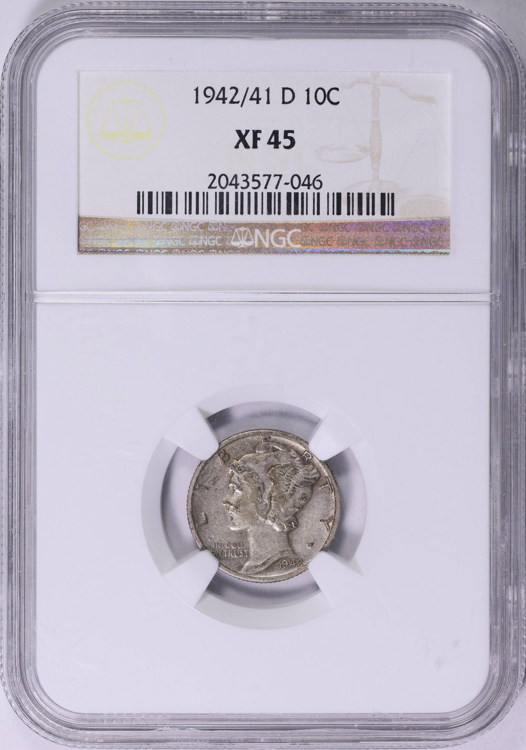 1942/1-D Mercury Dime NGC XF-45 (Item 1877907) | GreatCollections Coin Auctions