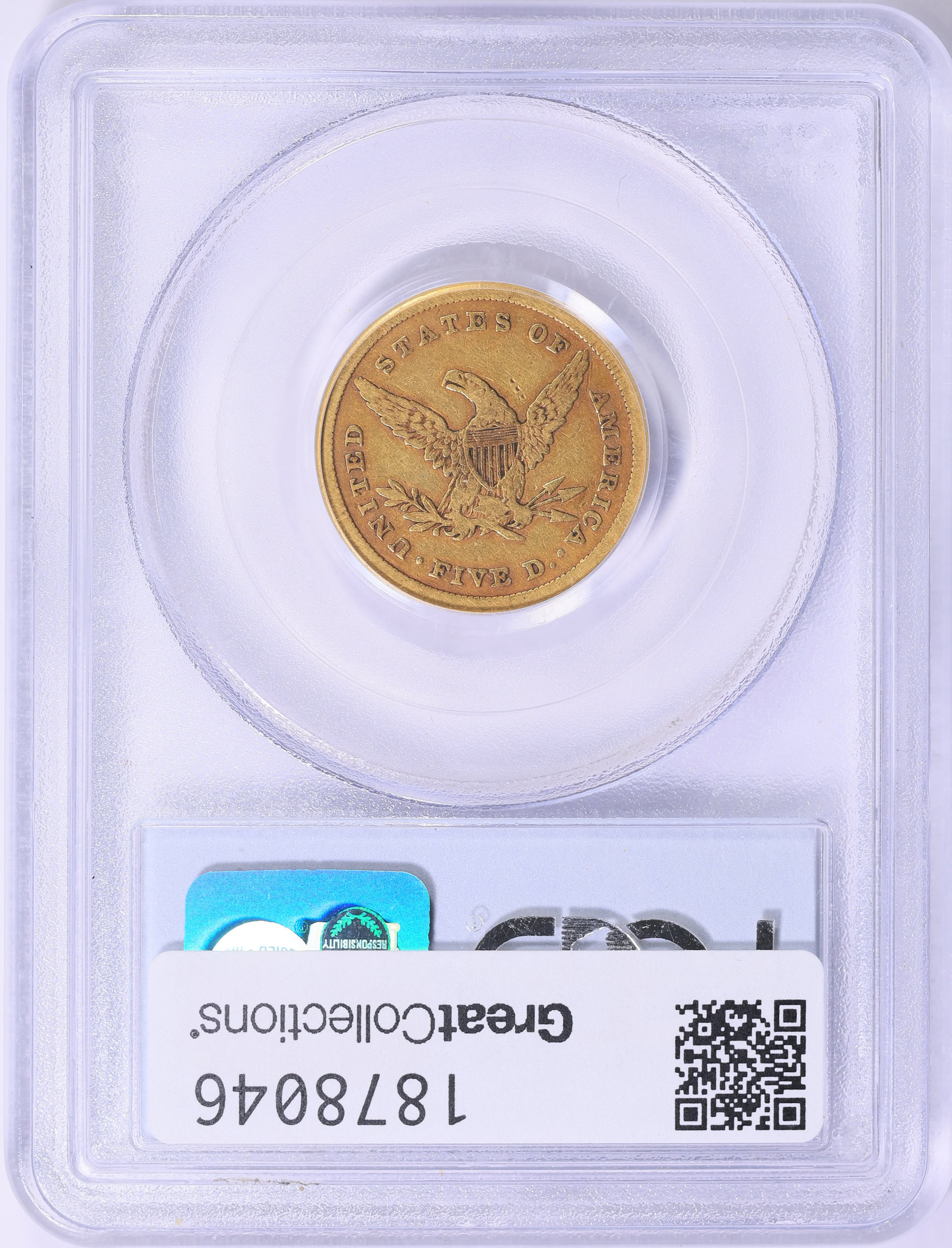 1839 Liberty Gold Half Eagle PCGS VG-10 (CAC Green) (Item 1878046) | GreatCollections Coin Auctions