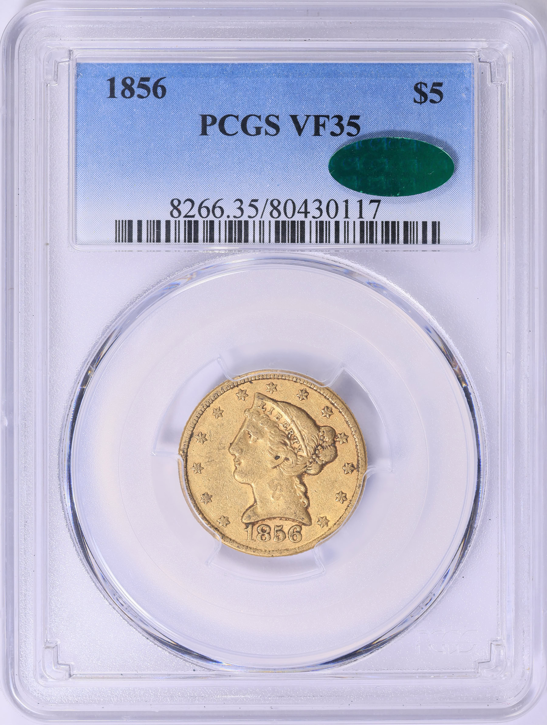 1856 Liberty Gold Half Eagle PCGS VF-35 (CAC Green) (Item 1878051 ...