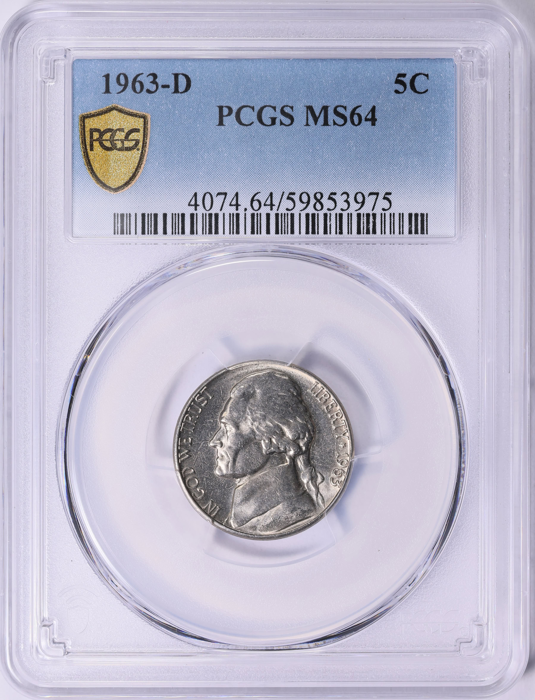 1963-D Jefferson Nickel PCGS MS-64 (Item 1878066) | GreatCollections ...