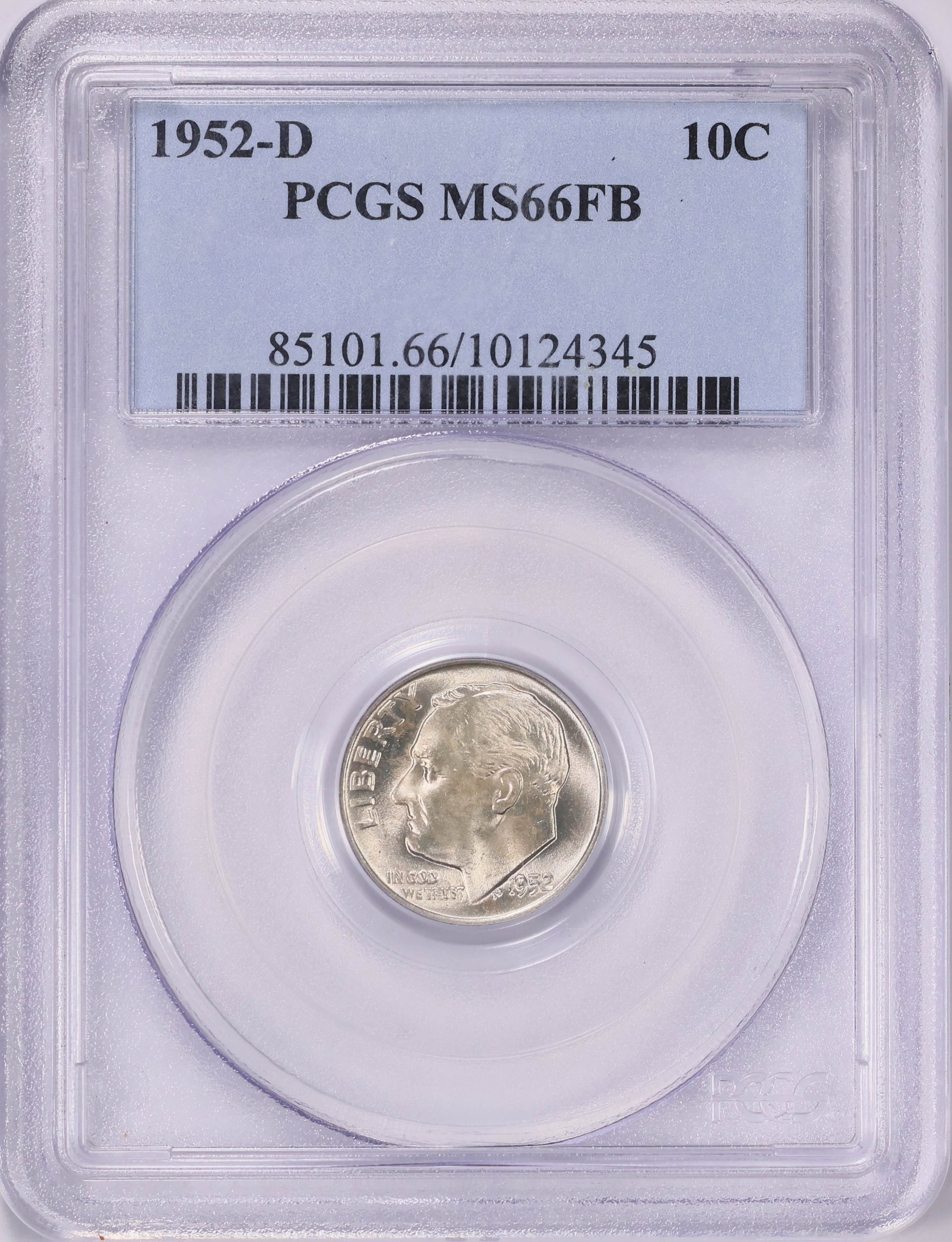 1952-D Roosevelt Dime PCGS MS-66 FB (Item 1878124) | GreatCollections ...