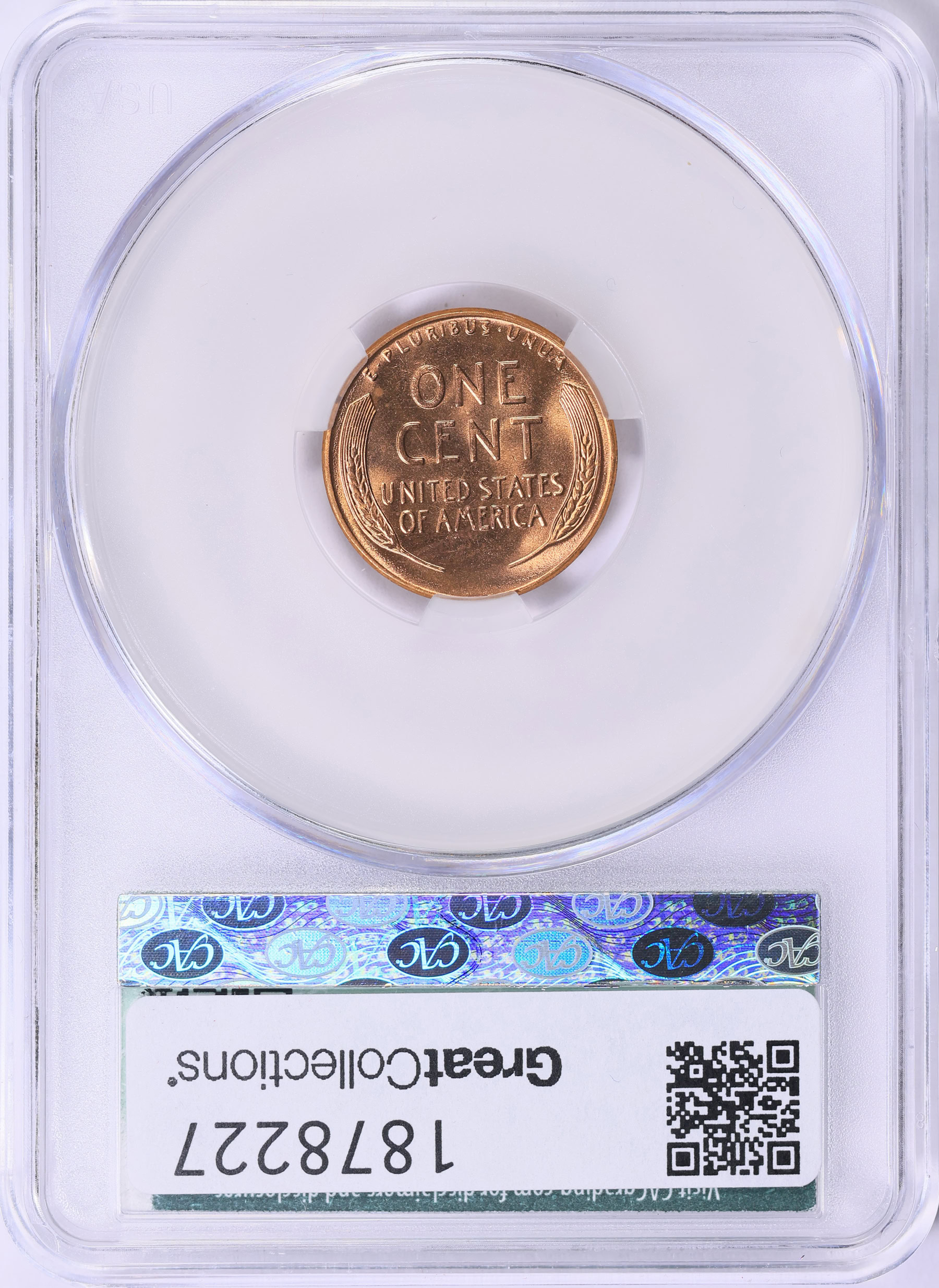 1955 Lincoln Cent CACG MS-66 RD (Item 1878227) | GreatCollections Coin ...