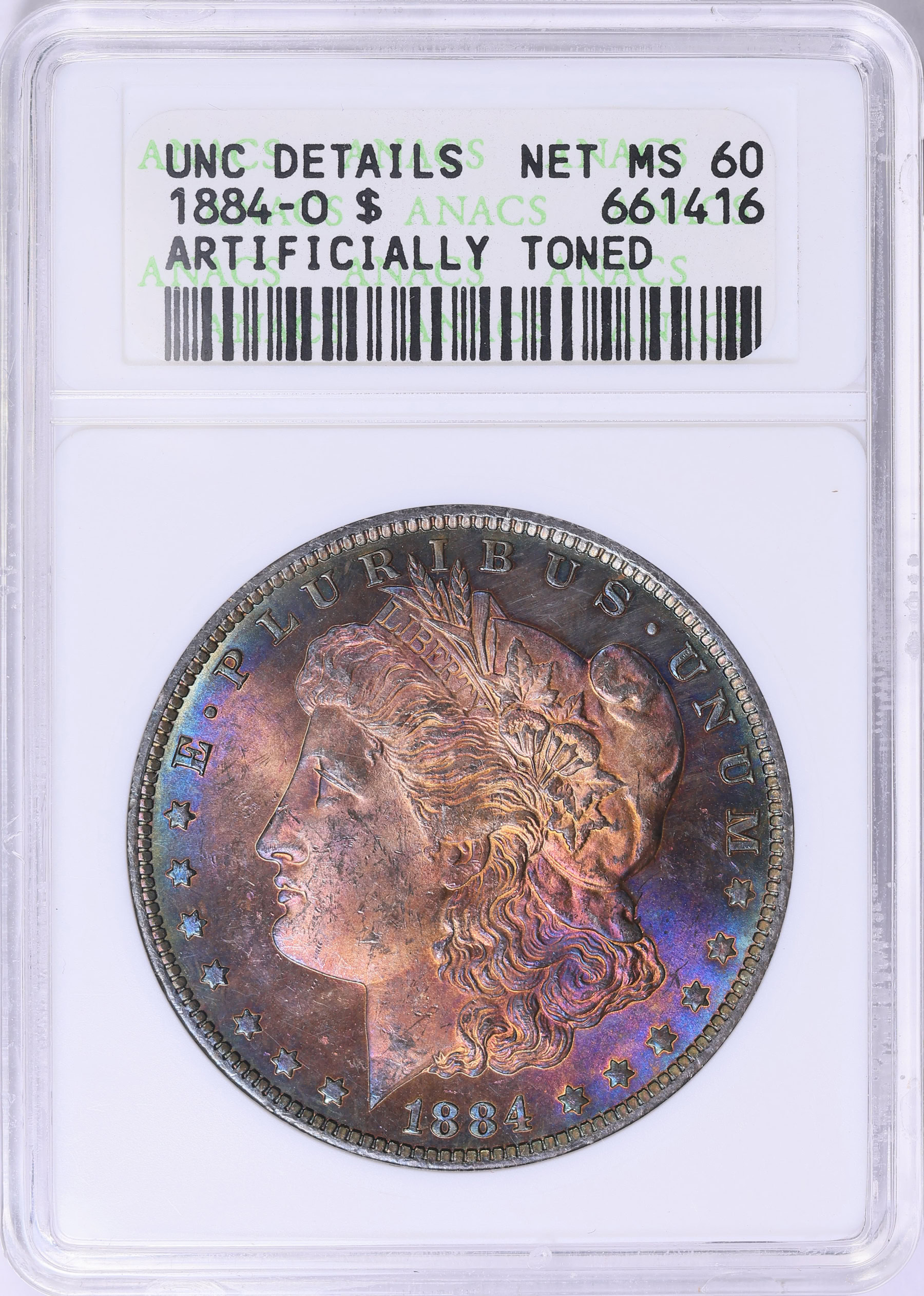 1884-O Morgan Silver Dollar ANACS Net MS-60 Unc Details OH (Art. Toned) (Item 1878282 ...