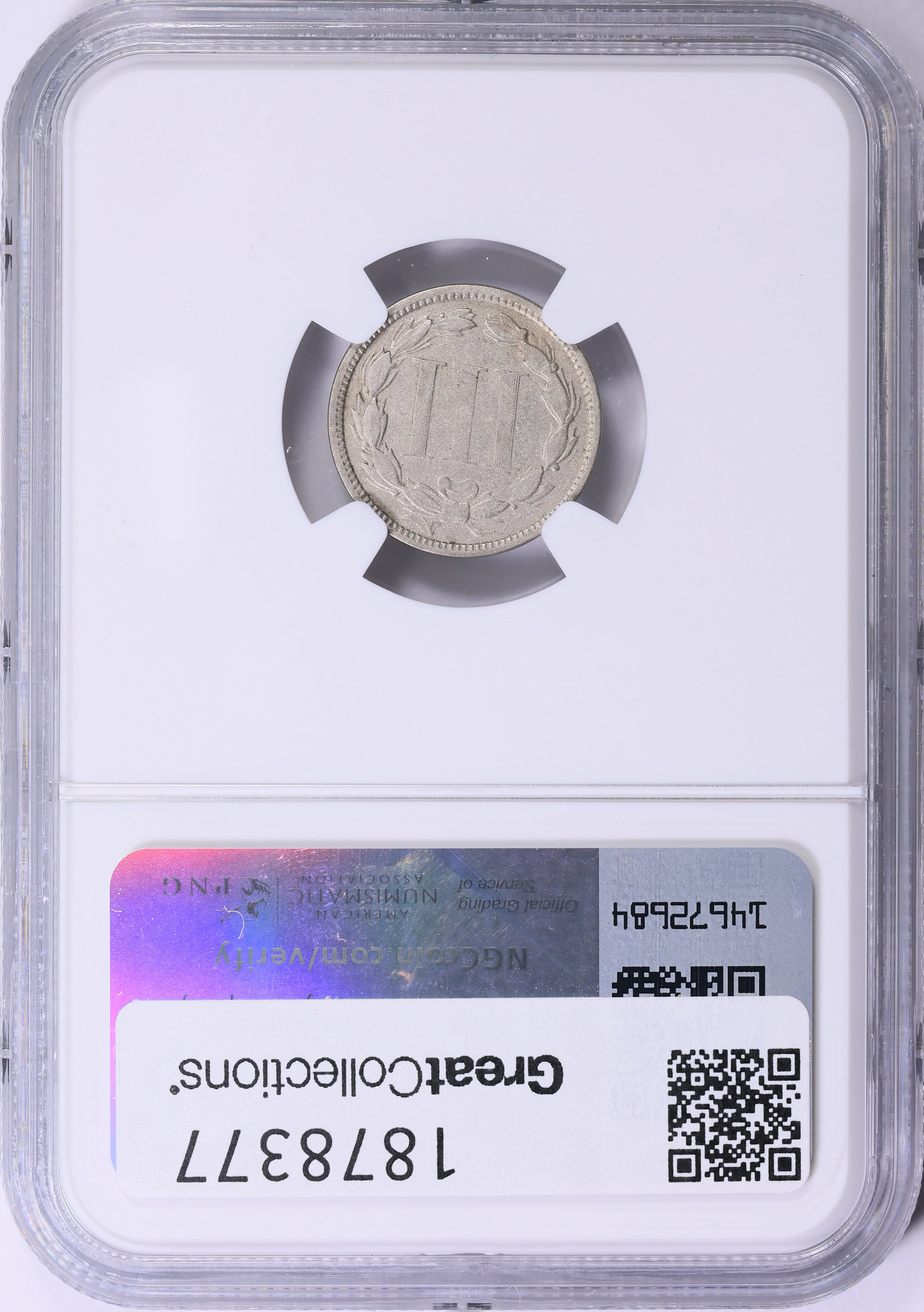 1875 Nickel Three-Cent Piece Misplaced Digit FS-301 NGC VF Details ...
