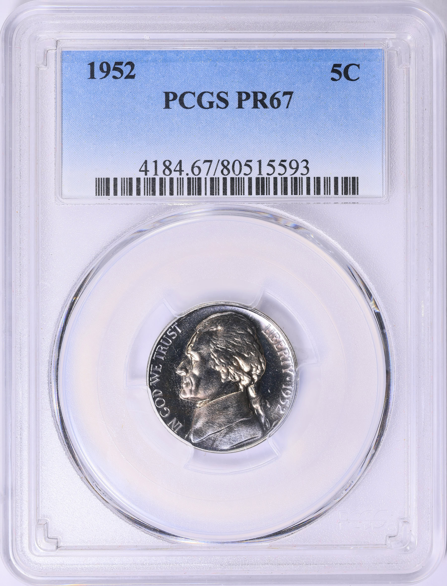 1952 Jefferson Nickel PCGS Proof-67 (Toned) (Item 1878623) | GreatCollections Coin Auctions