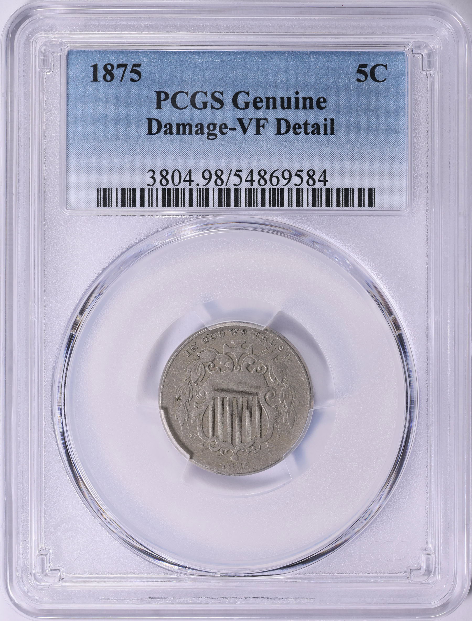 1875 Shield Nickel PCGS Genuine VF Details (Item 1878668 ...