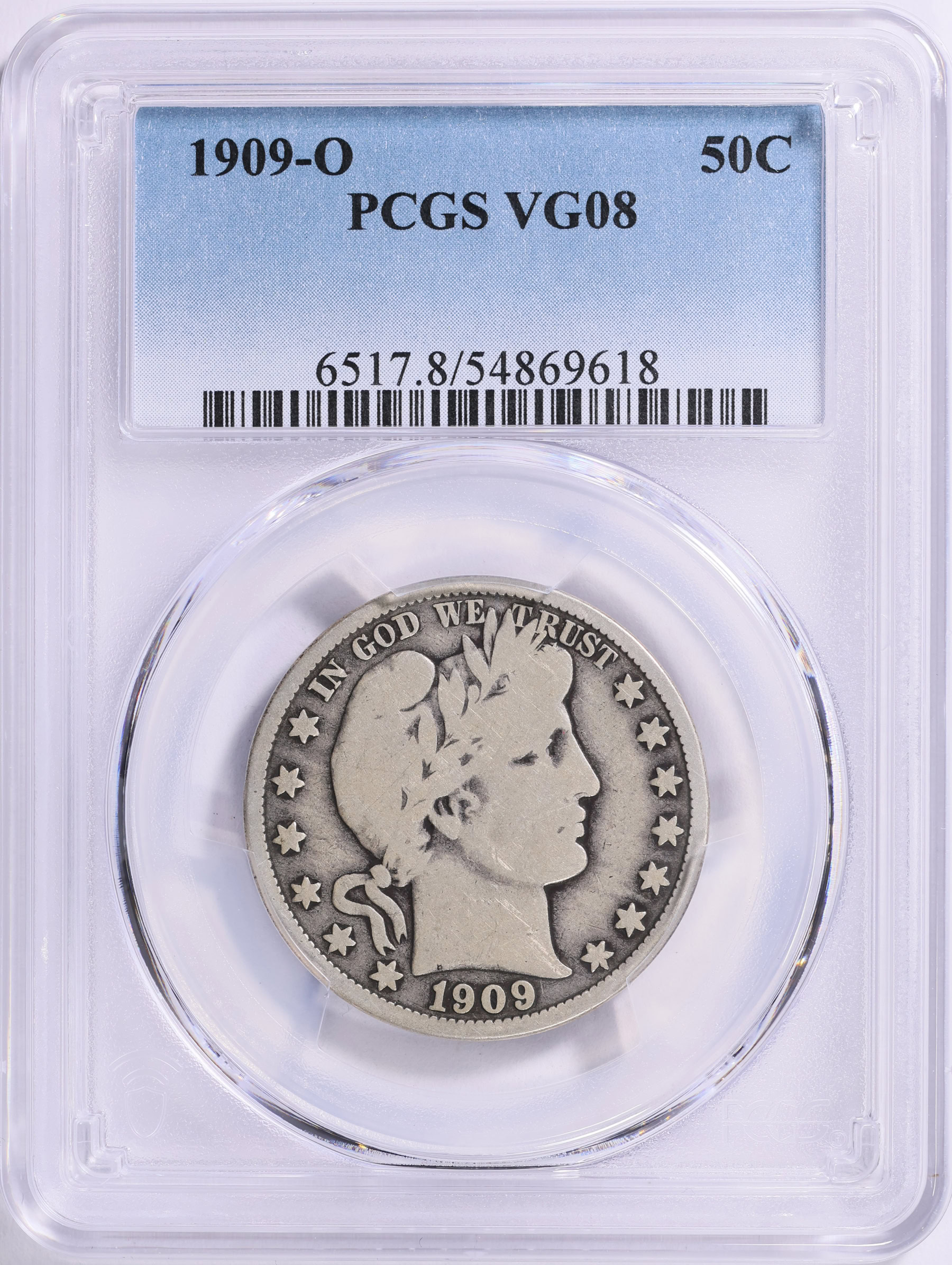 1909-O Barber Half Dollar PCGS VG-08 (Item 1878722) | GreatCollections Coin Auctions
