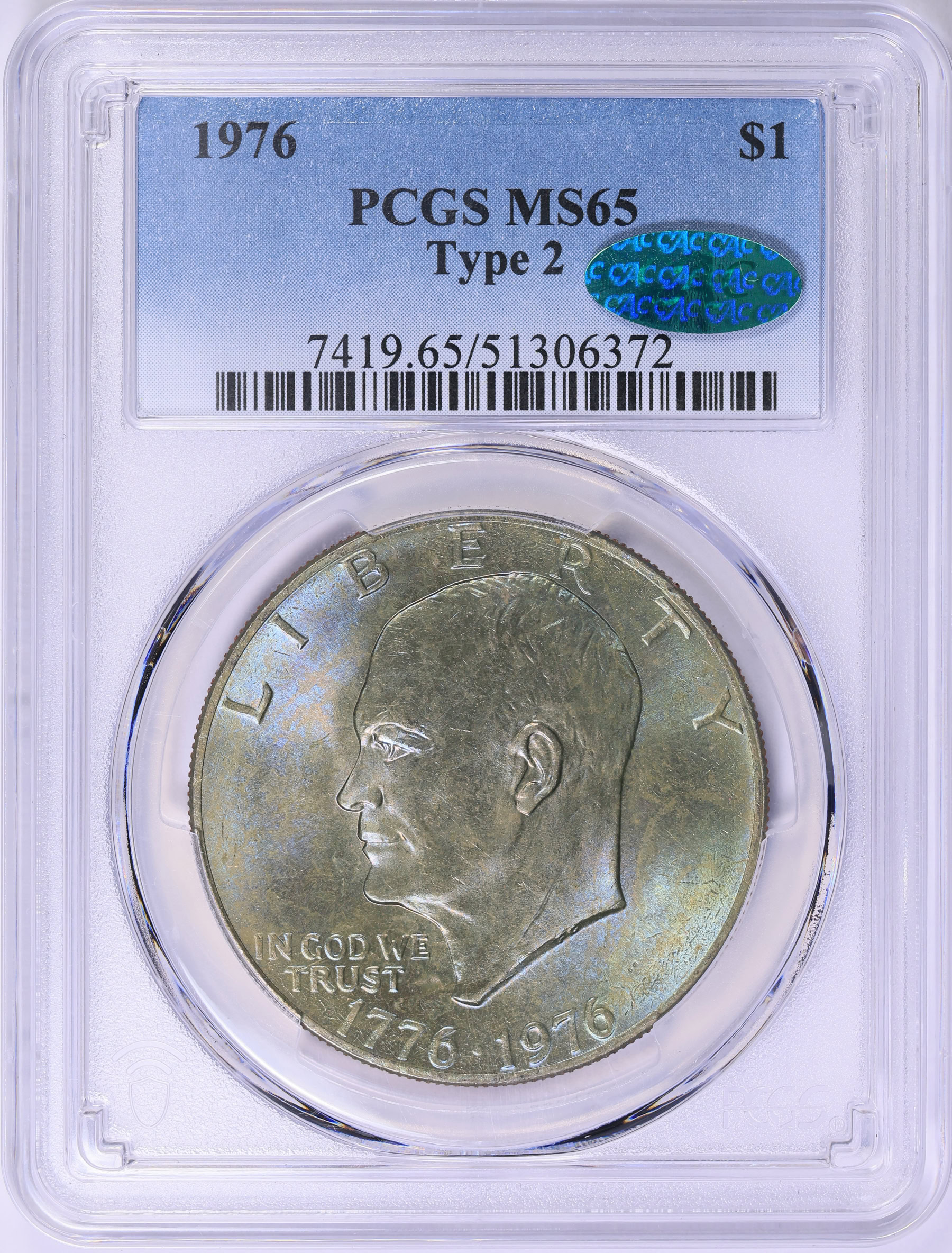 1976 Eisenhower Dollar Type 2 PCGS MS-65 (CAC Green) (Toned) (Item 1878741) | GreatCollections ...
