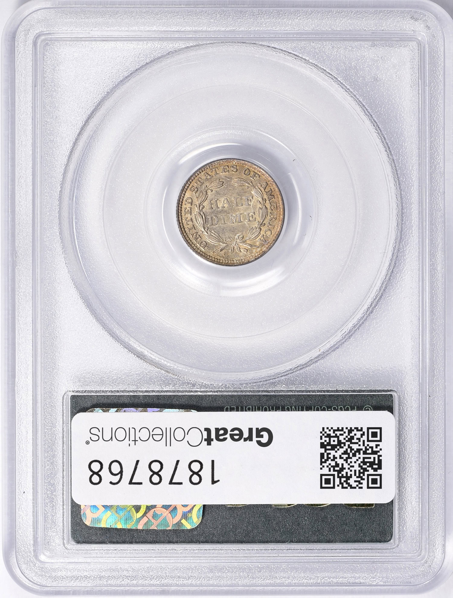 1858 Seated Liberty Half Dime PCGS MS-63 (CAC Green) OGH (Item 1878768) | GreatCollections Coin ...