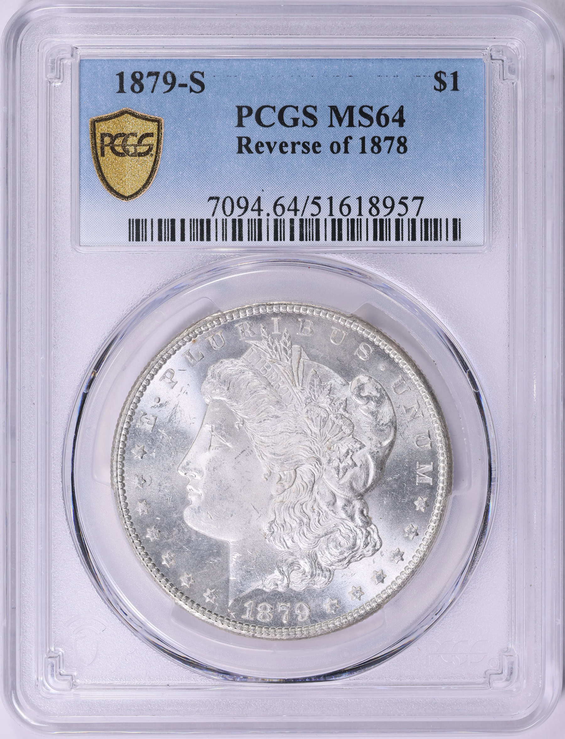 1879-S Morgan Silver Dollar Reverse of 1878 PCGS MS-64 (Item 1878784) | GreatCollections Coin ...