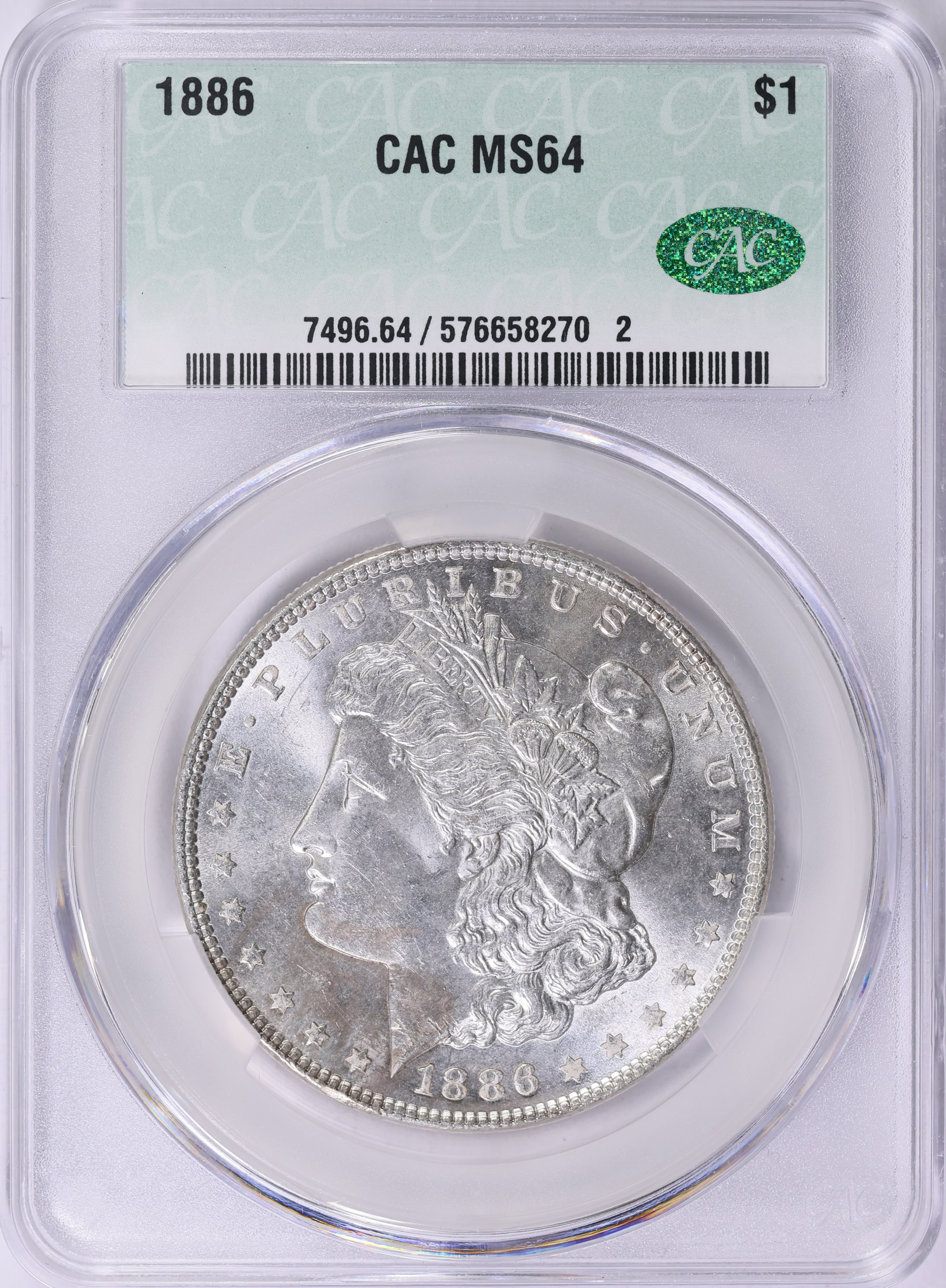 1886 Morgan Silver Dollar CACG MS-64 (Item 1878862) | GreatCollections Coin Auctions