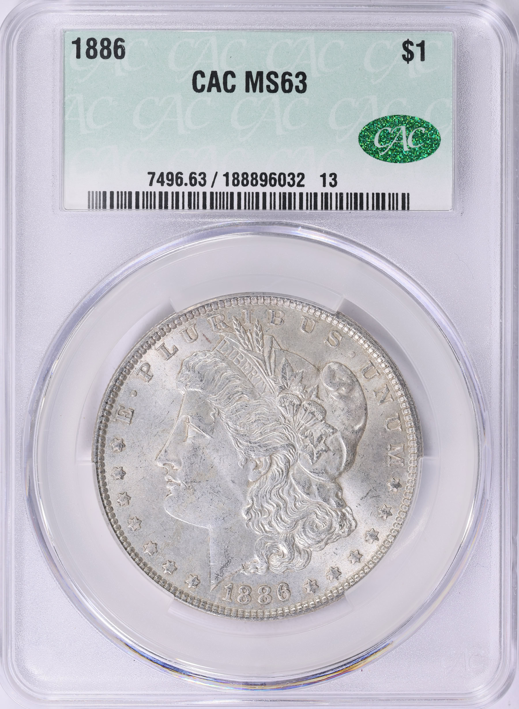 1886 Morgan Silver Dollar CACG MS-63 (Item 1878864) | GreatCollections Coin Auctions