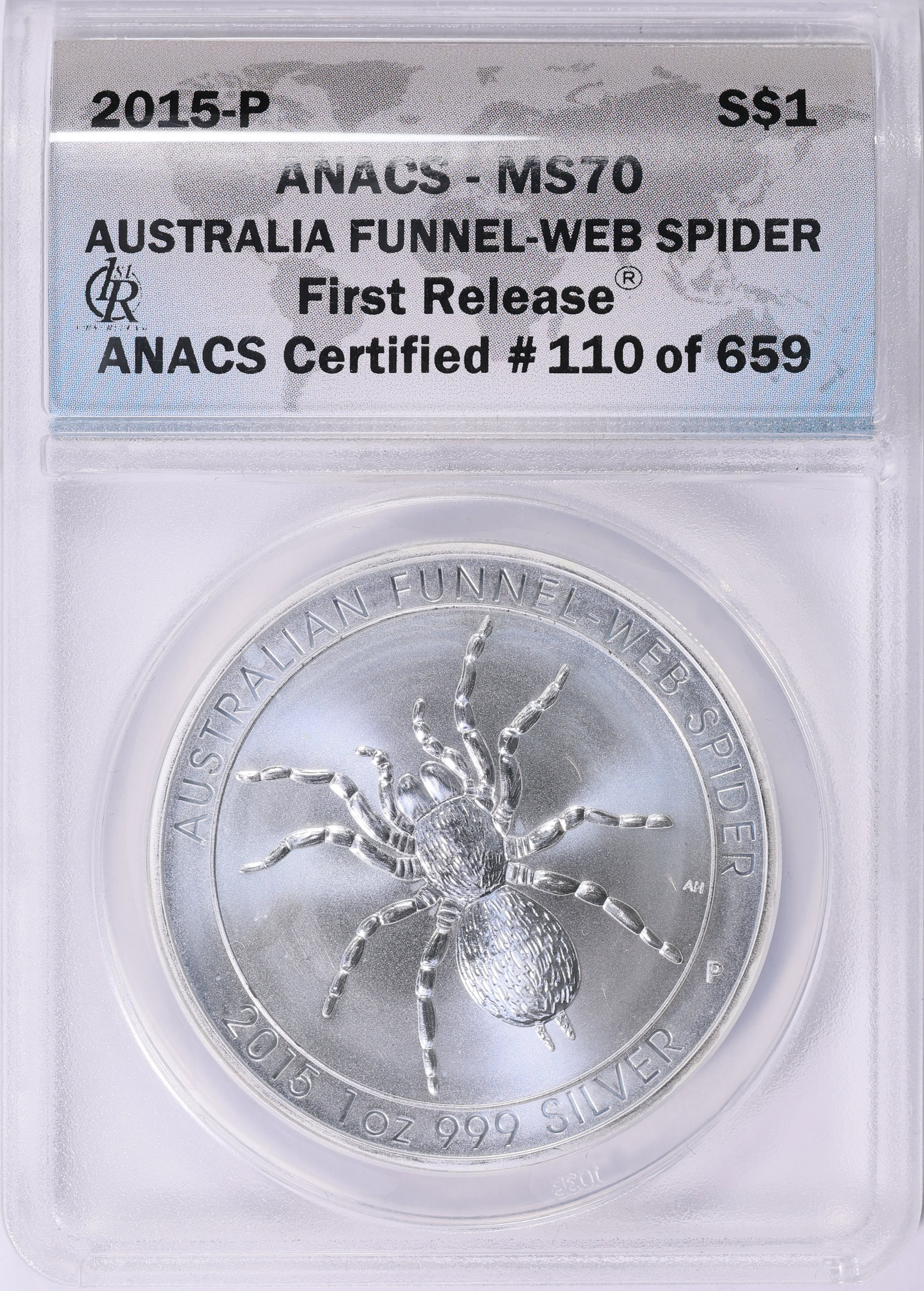 Australia 2015-P Silver Dollar Funnel-Web Spider KM-3085 First Release ...