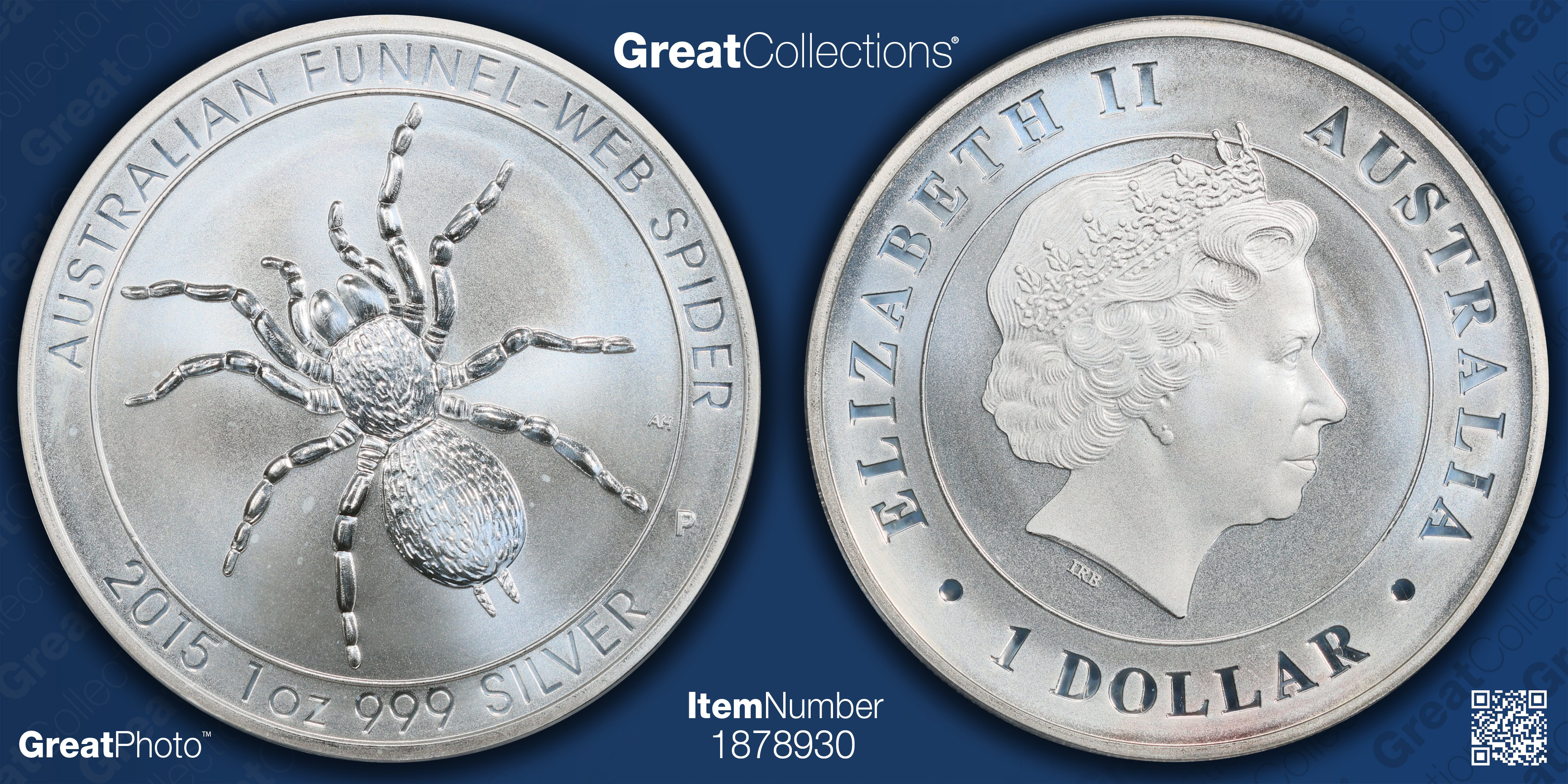 Australia 2015-P Silver Dollar Funnel-Web Spider KM-3085 First Release ...
