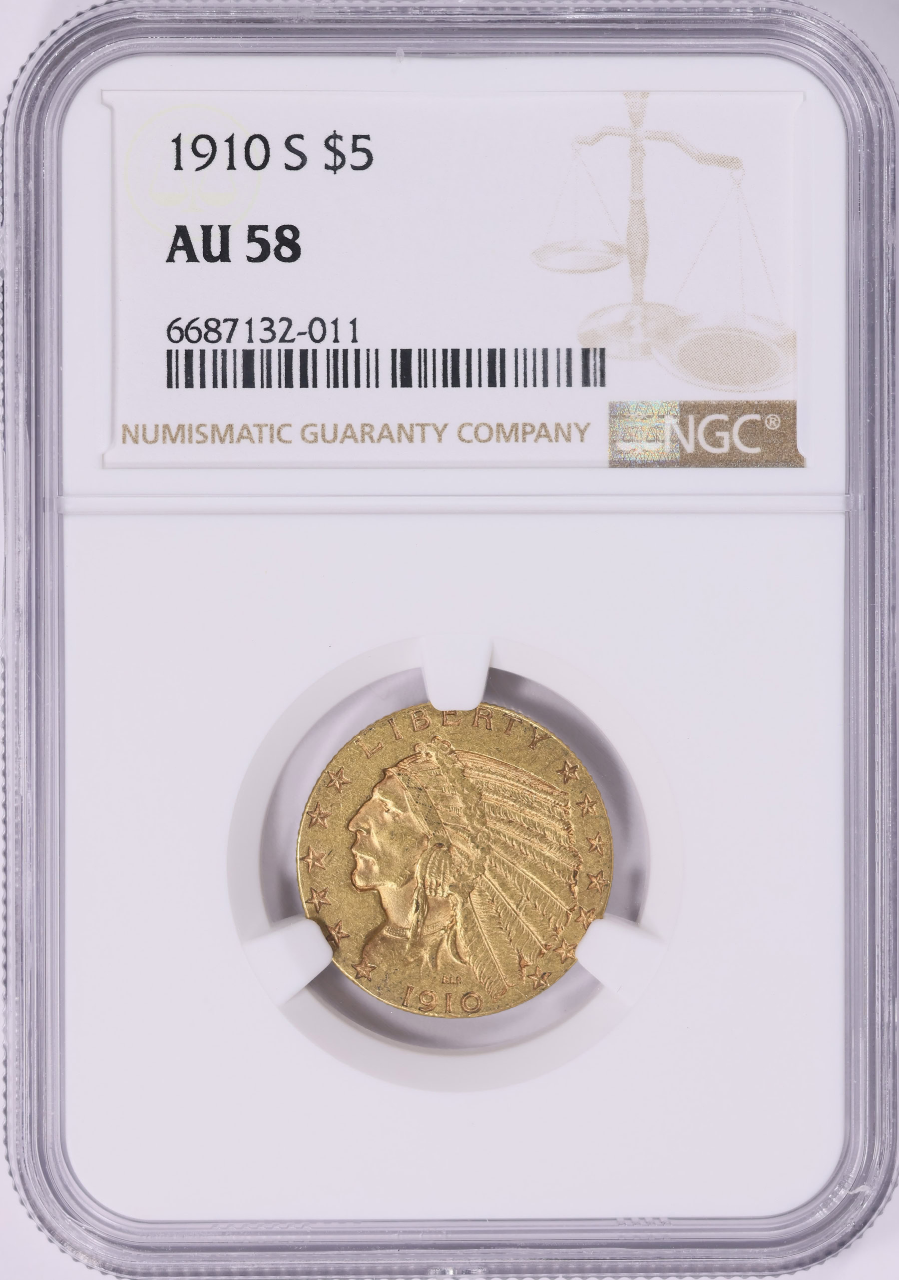1910-S Indian Gold Half Eagle NGC AU-58 (Item 1879015 ...