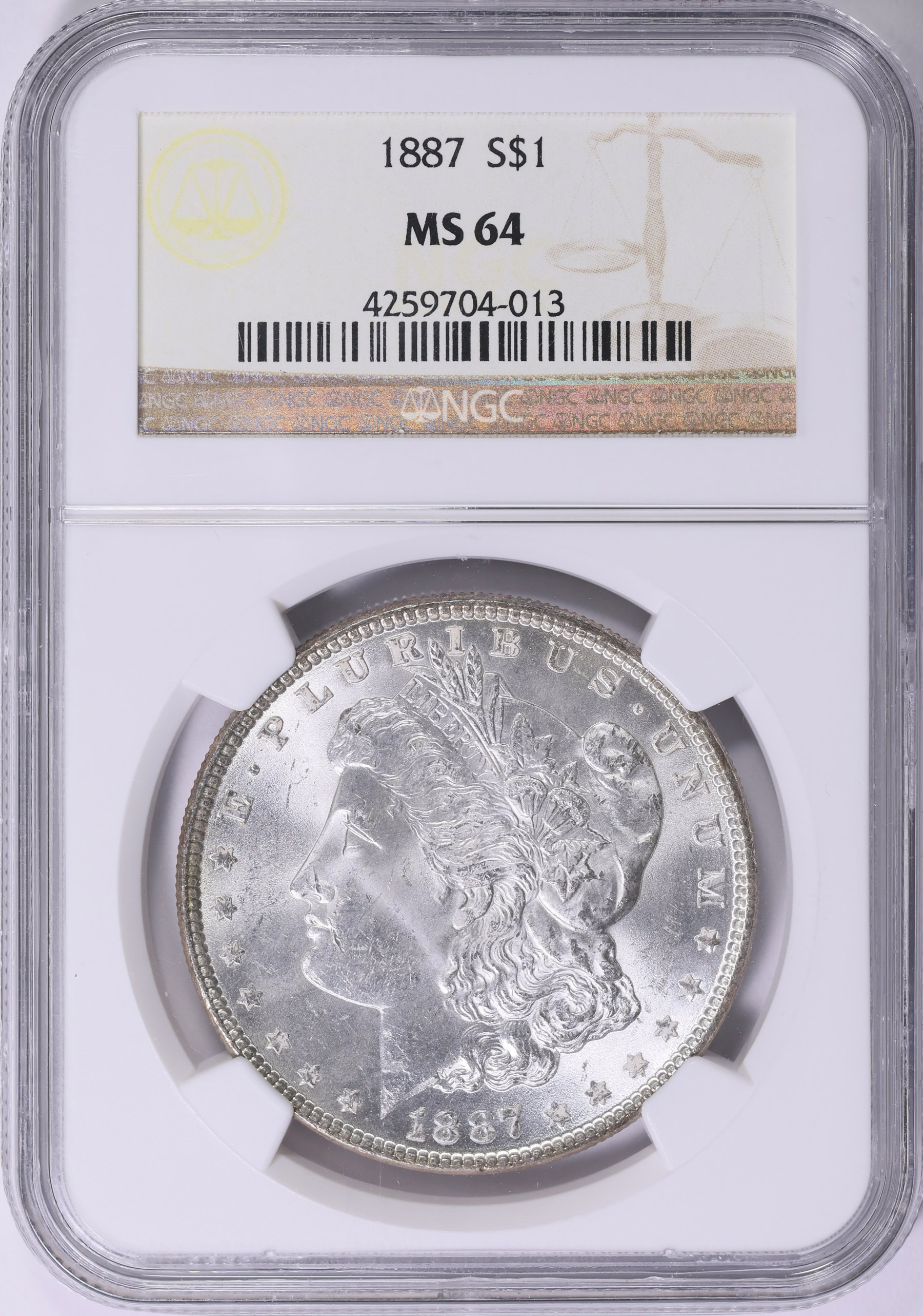 1887 Morgan Silver Dollar NGC MS-64 (Item 1879025) | GreatCollections Coin Auctions