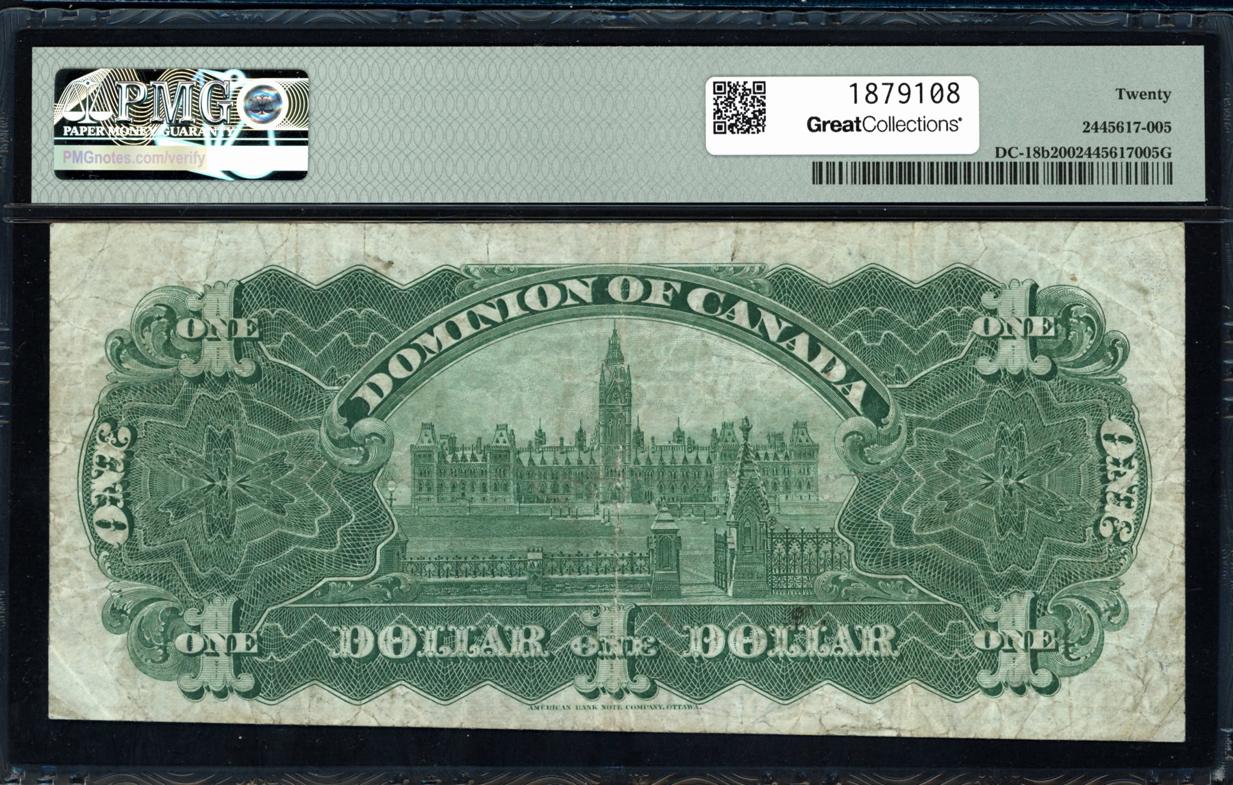 Canada 1911 $1 Dominion of Canada Note SCWPM-27 PMG Very Fine 20 | PMG ...