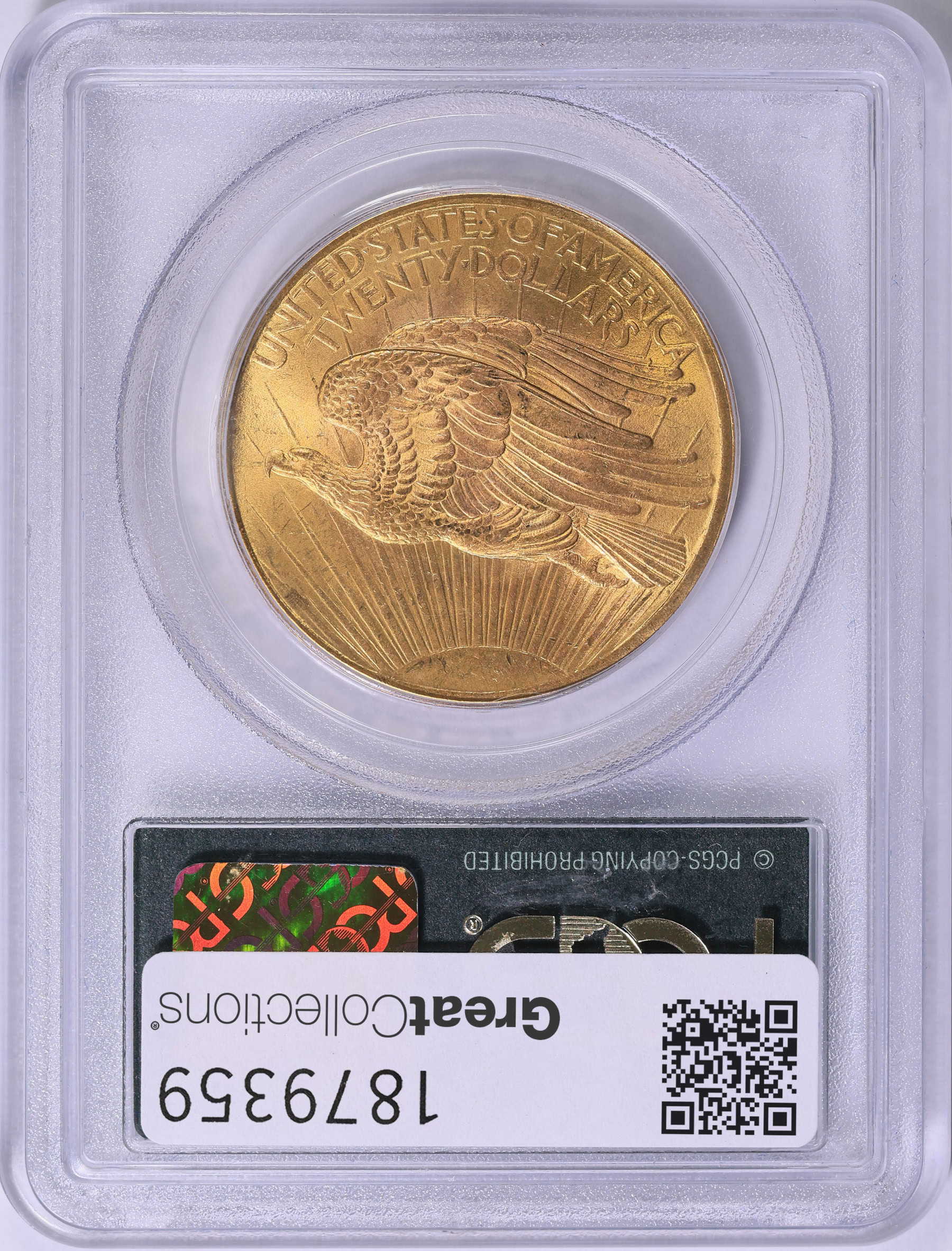 1907 Saint-Gaudens Gold Double Eagle Arabic Numerals PCGS MS-64 (CAC Green) OGH (Item 1879359 ...