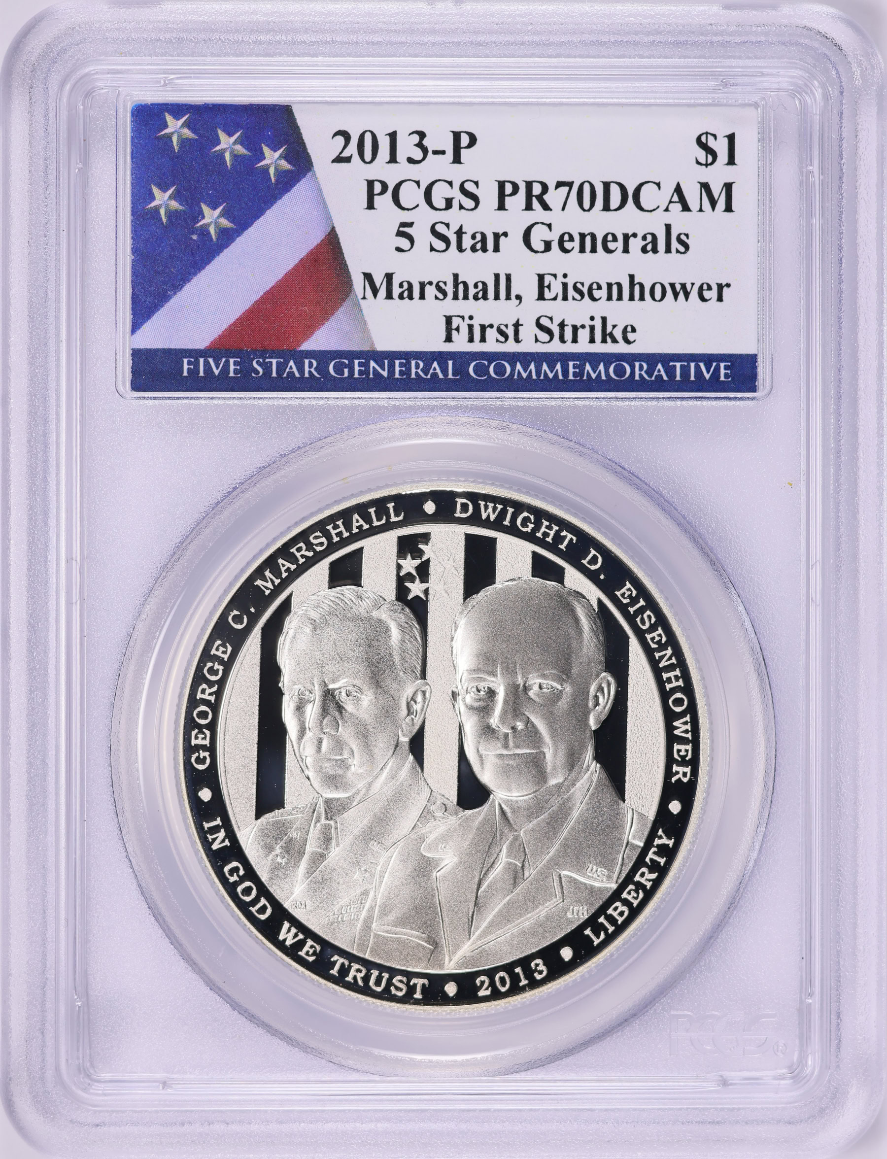 2013-P 5 Star Generals Silver Dollar Marshall and Eisenhower First ...