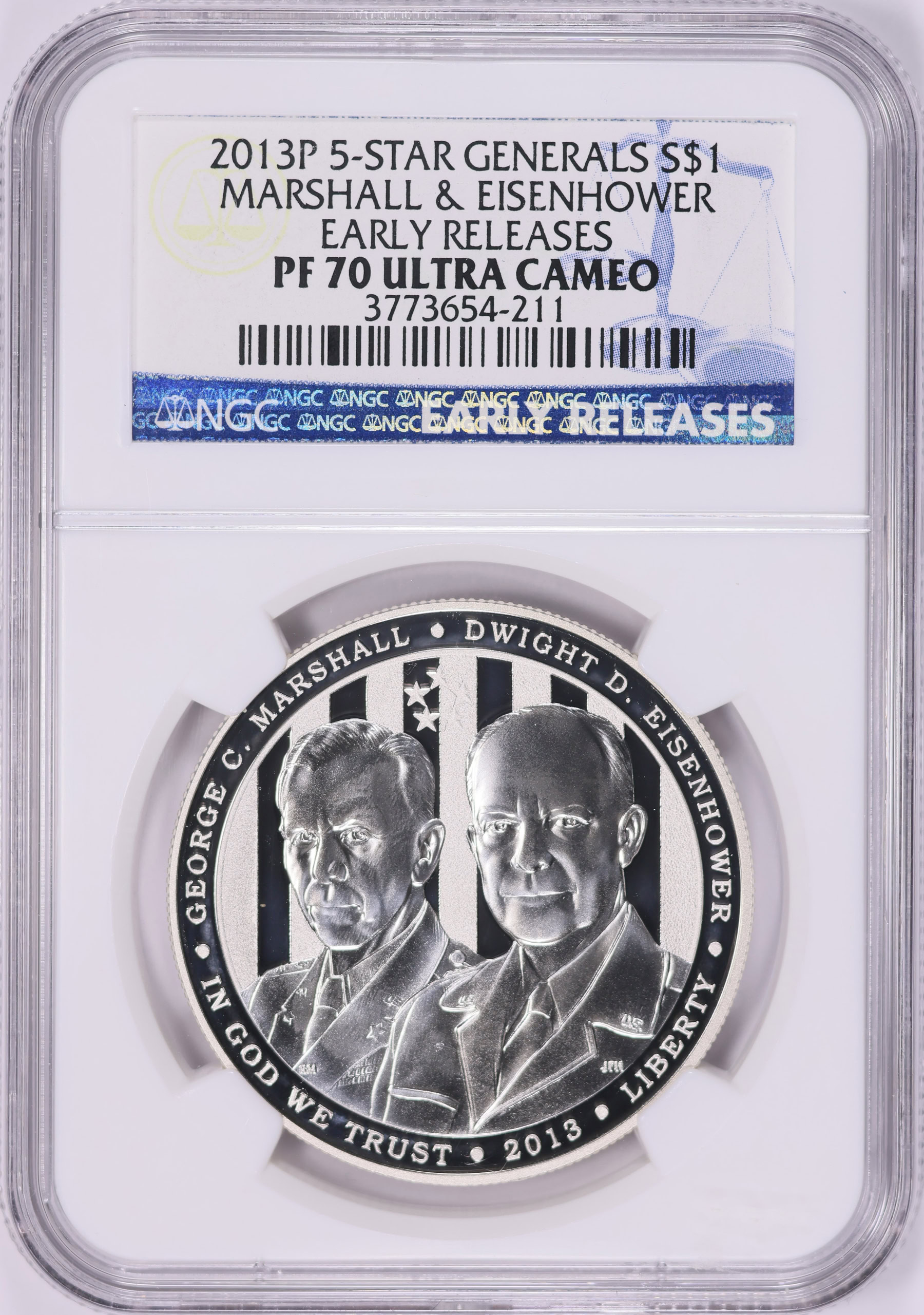 2013-P 5 Star Generals Silver Dollar Marshall and Eisenhower Early ...