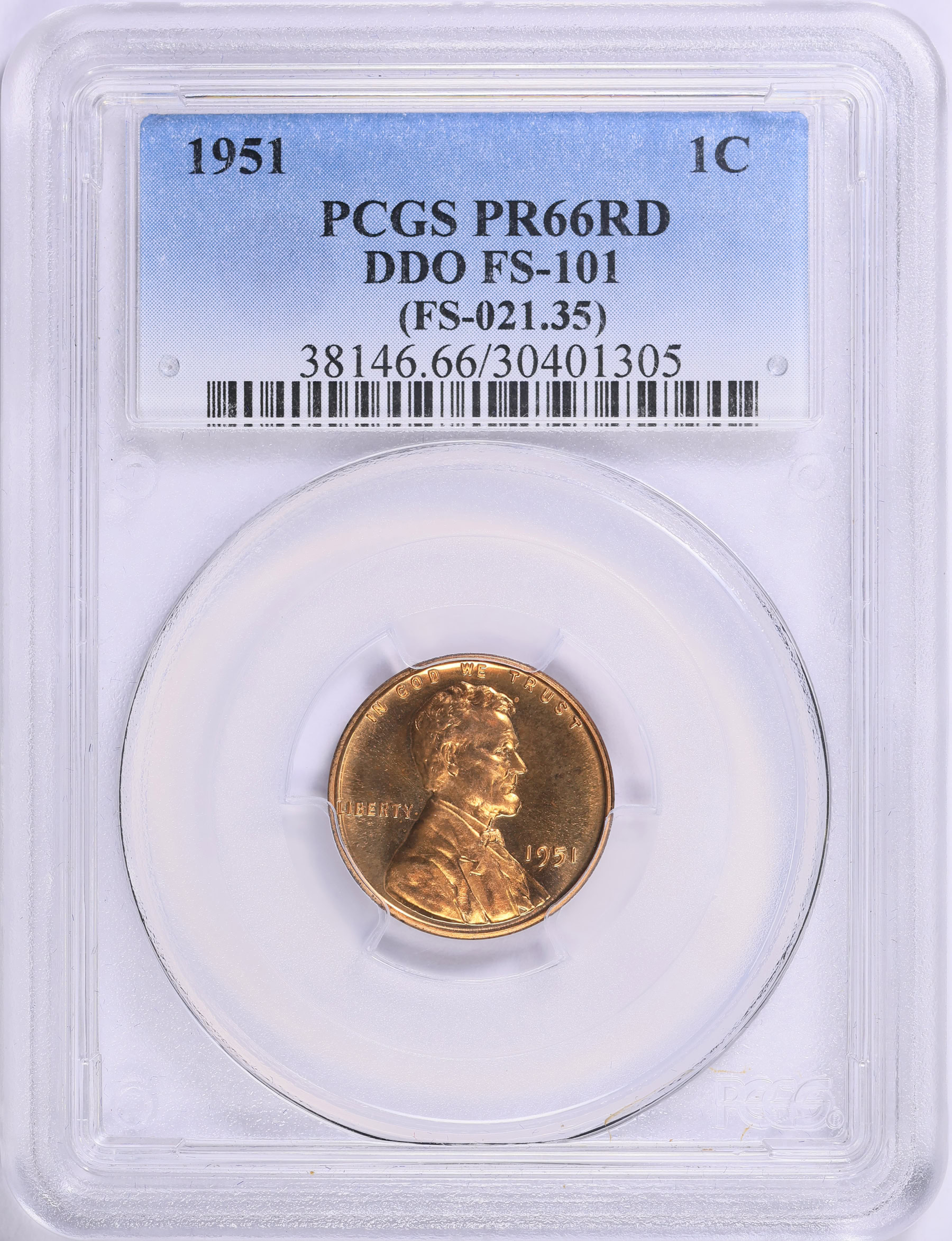 1951 Lincoln Cent Doubled Die Obverse FS-101 (FS-021.35) PCGS Proof-66 RD (Item 1879486 ...