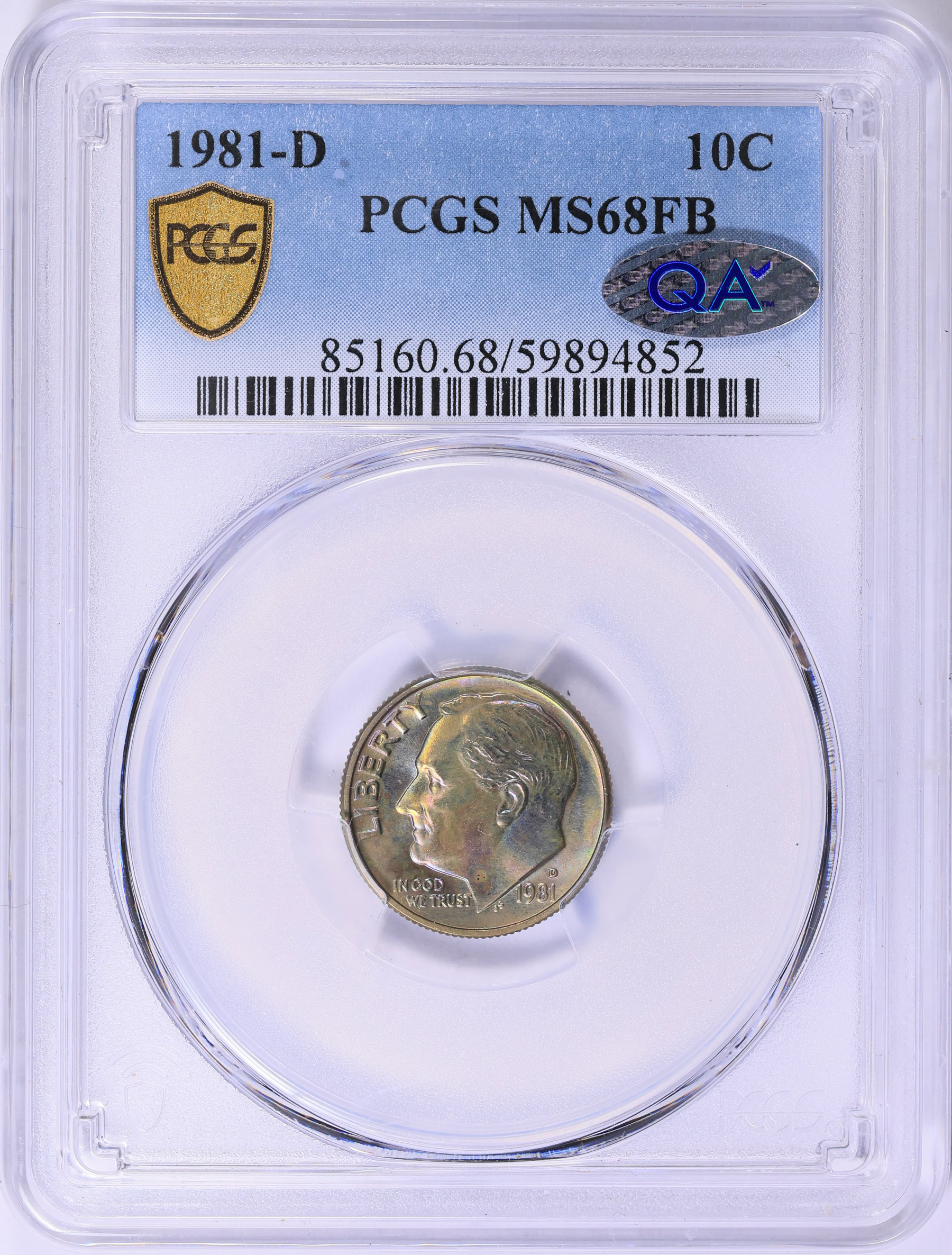 1981-D Roosevelt Dime PCGS MS-68 FB (QA) (Toned) (Item 1879536 ...