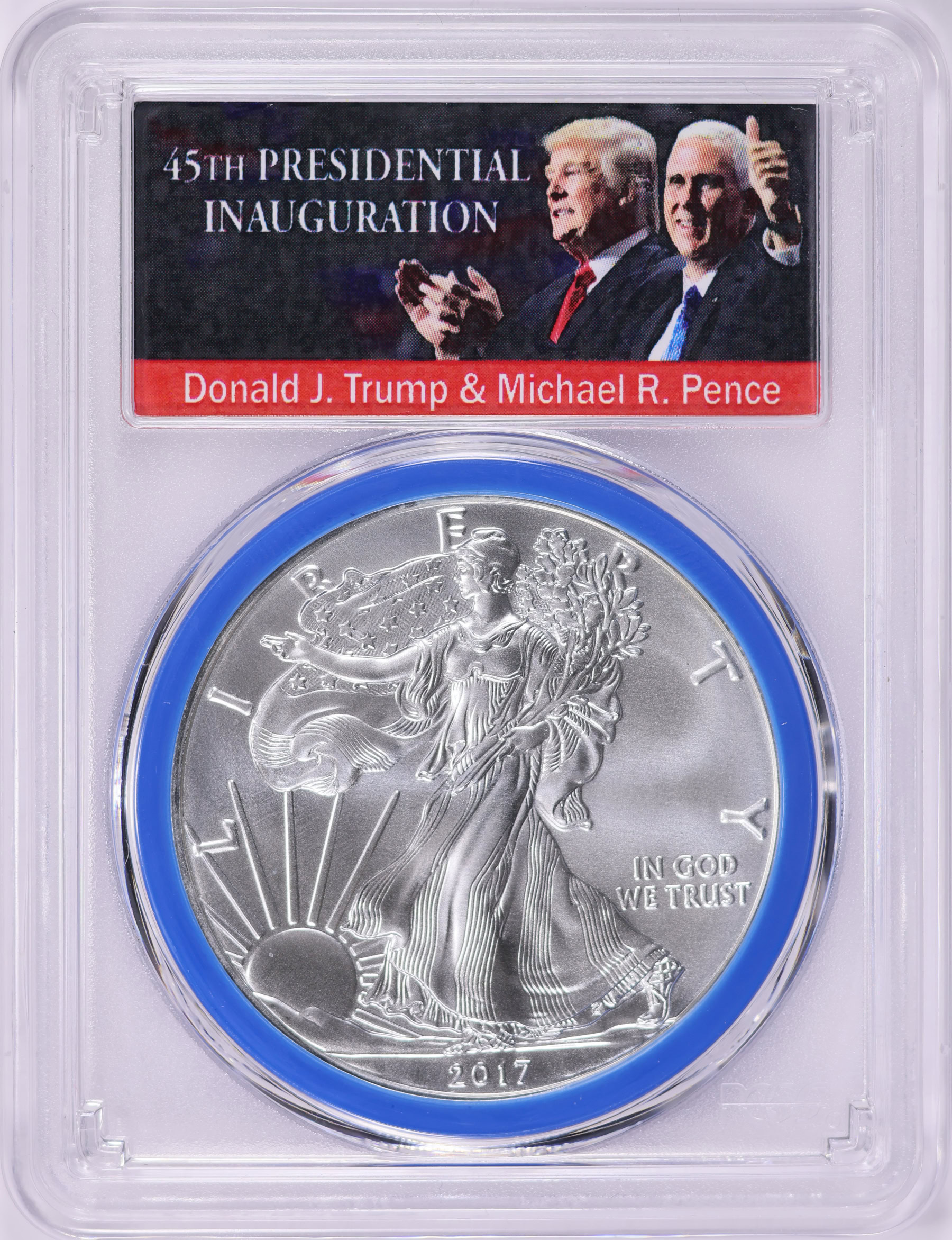 2017 $1 Silver Eagle First Strike PCGS MS-70 (Donald J. Trump Label) (Blue Gasket Holder) (Item ...
