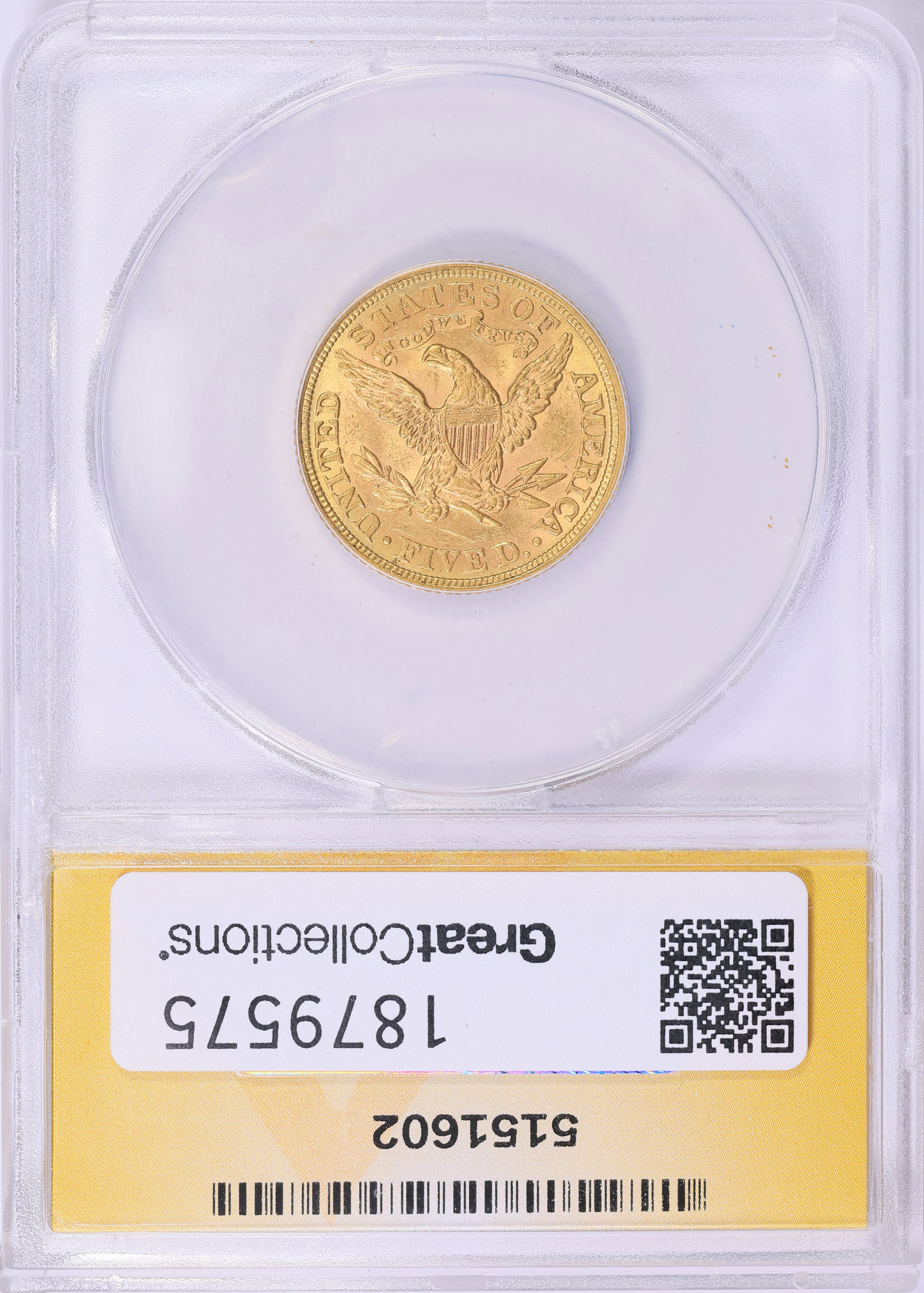1881 Liberty Gold Half Eagle ANACS AU-55 (Item 1879575) | GreatCollections Coin Auctions