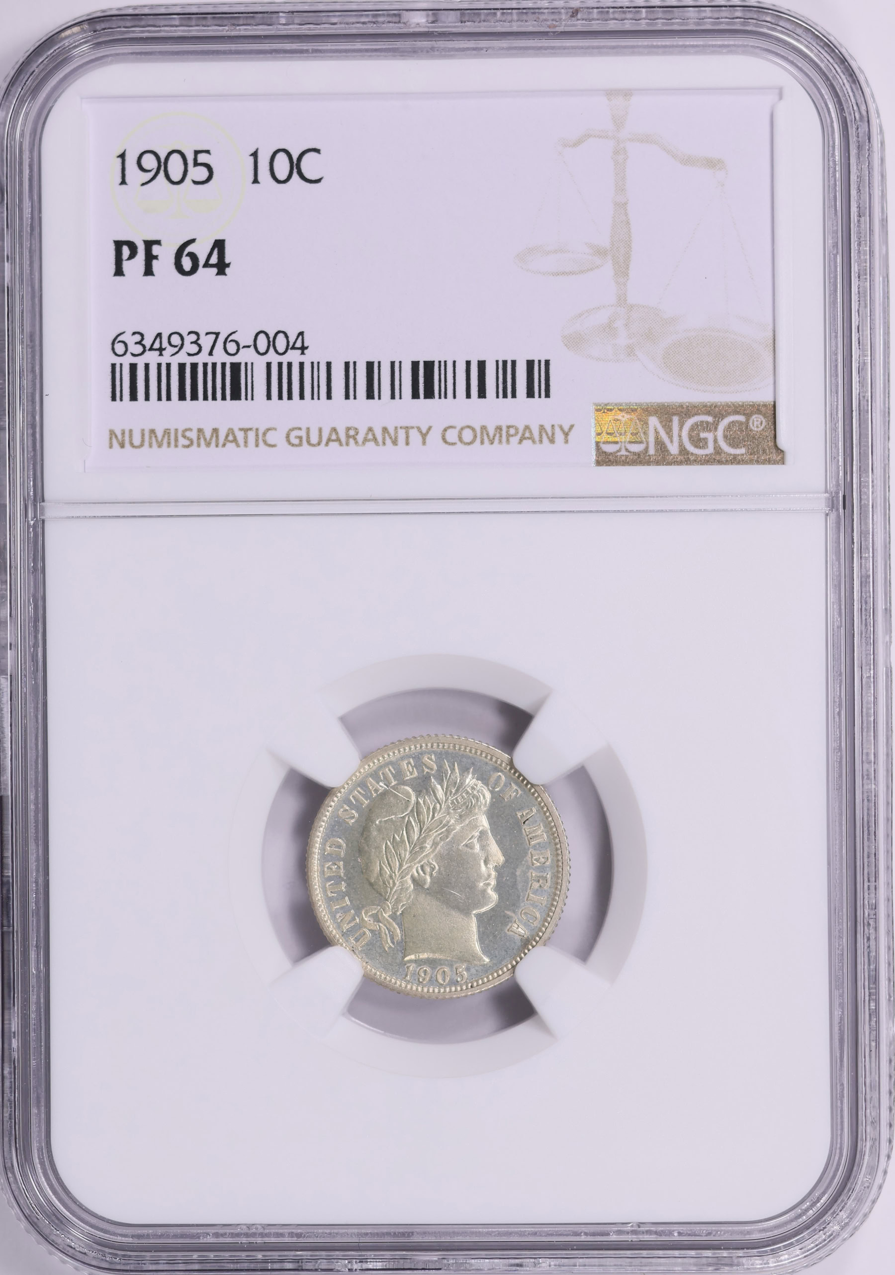 1905 Barber Dime NGC Proof-64 (Item 1879585) | GreatCollections Coin ...