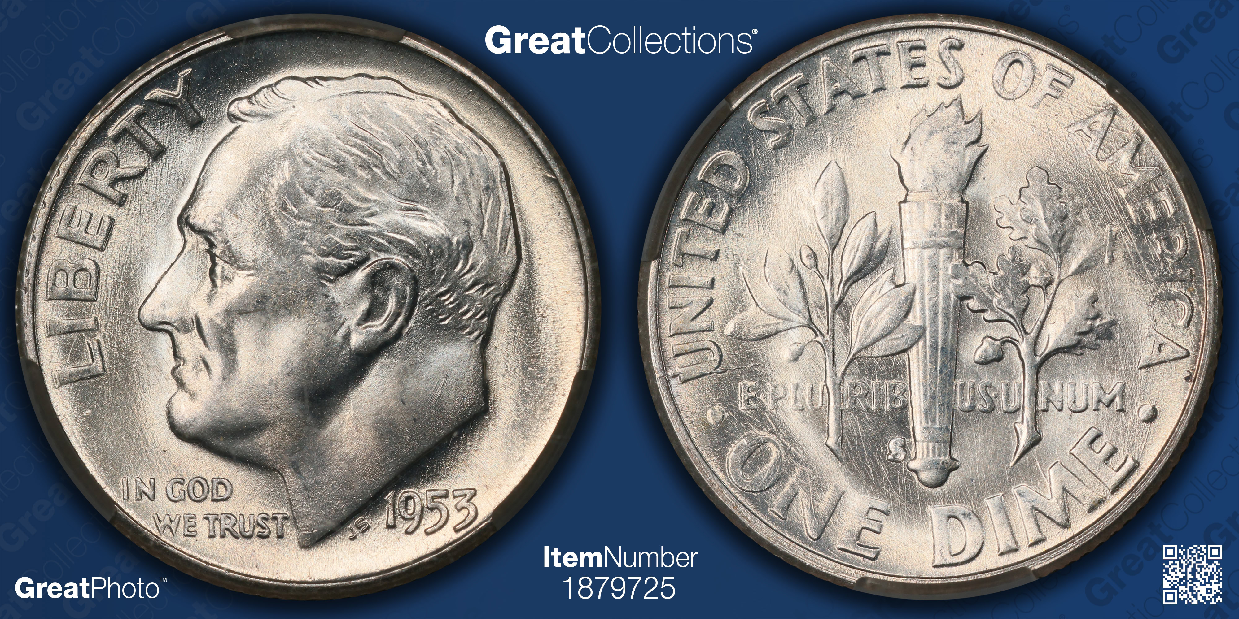 1953-S Roosevelt Dime Acorn FS-901 CACG MS-66 | CACG Cert #137181677 ...