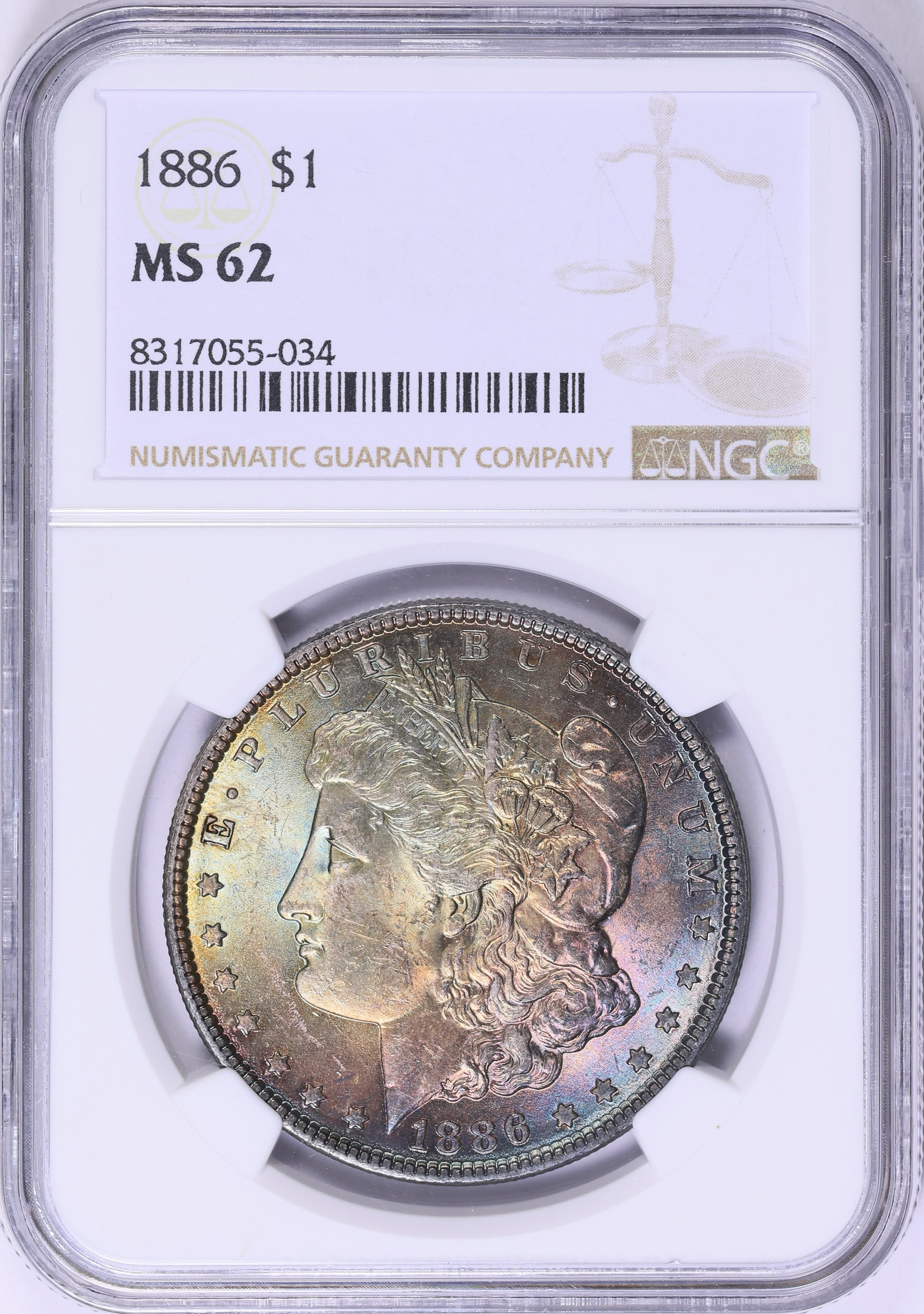 1886 Morgan Silver Dollar NGC MS-62 (Toned) (Item 1879781) | GreatCollections Coin Auctions