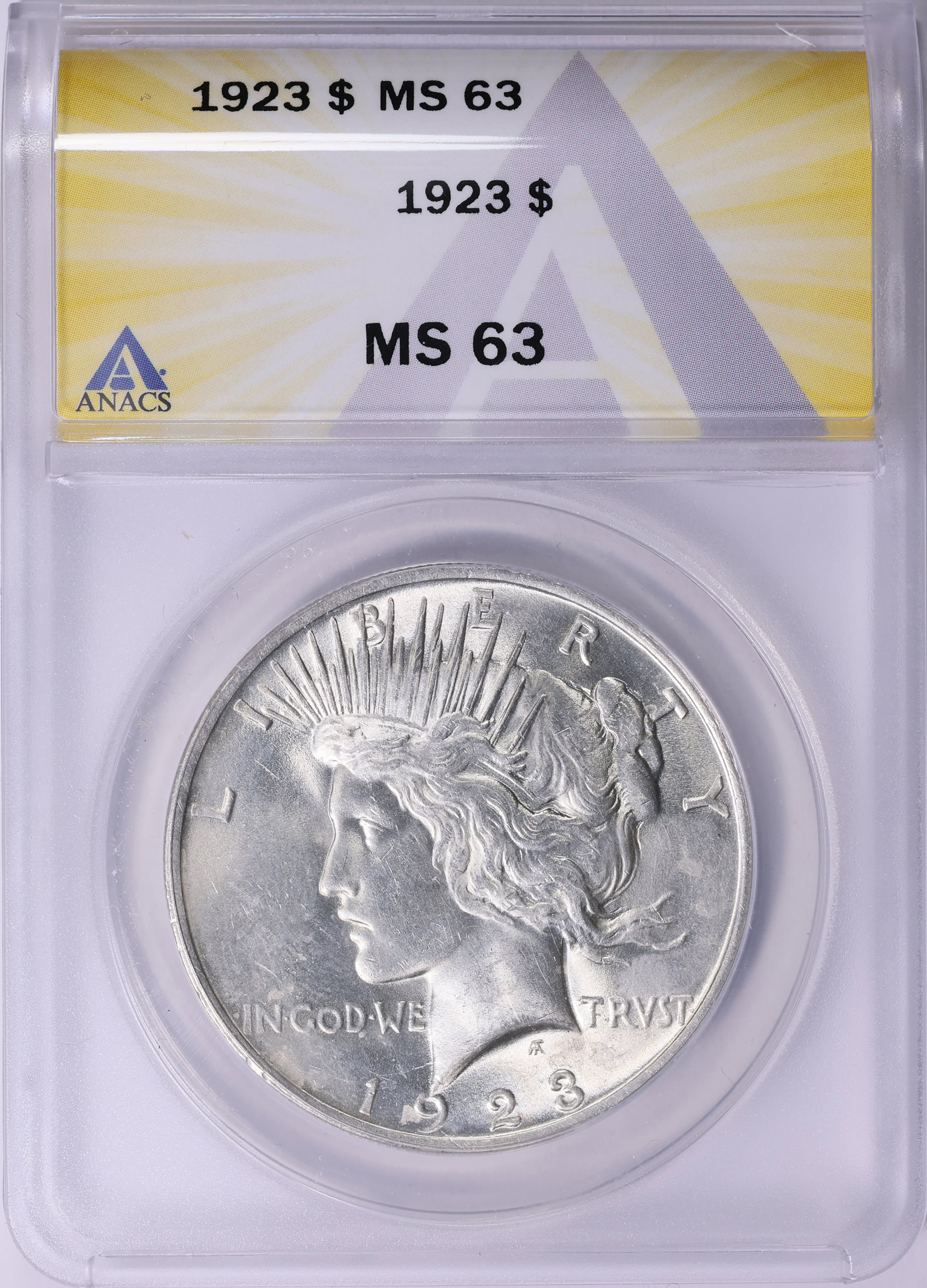 1923 Peace Silver Dollar ANACS MS-63 (Item 1879867) | GreatCollections Coin Auctions