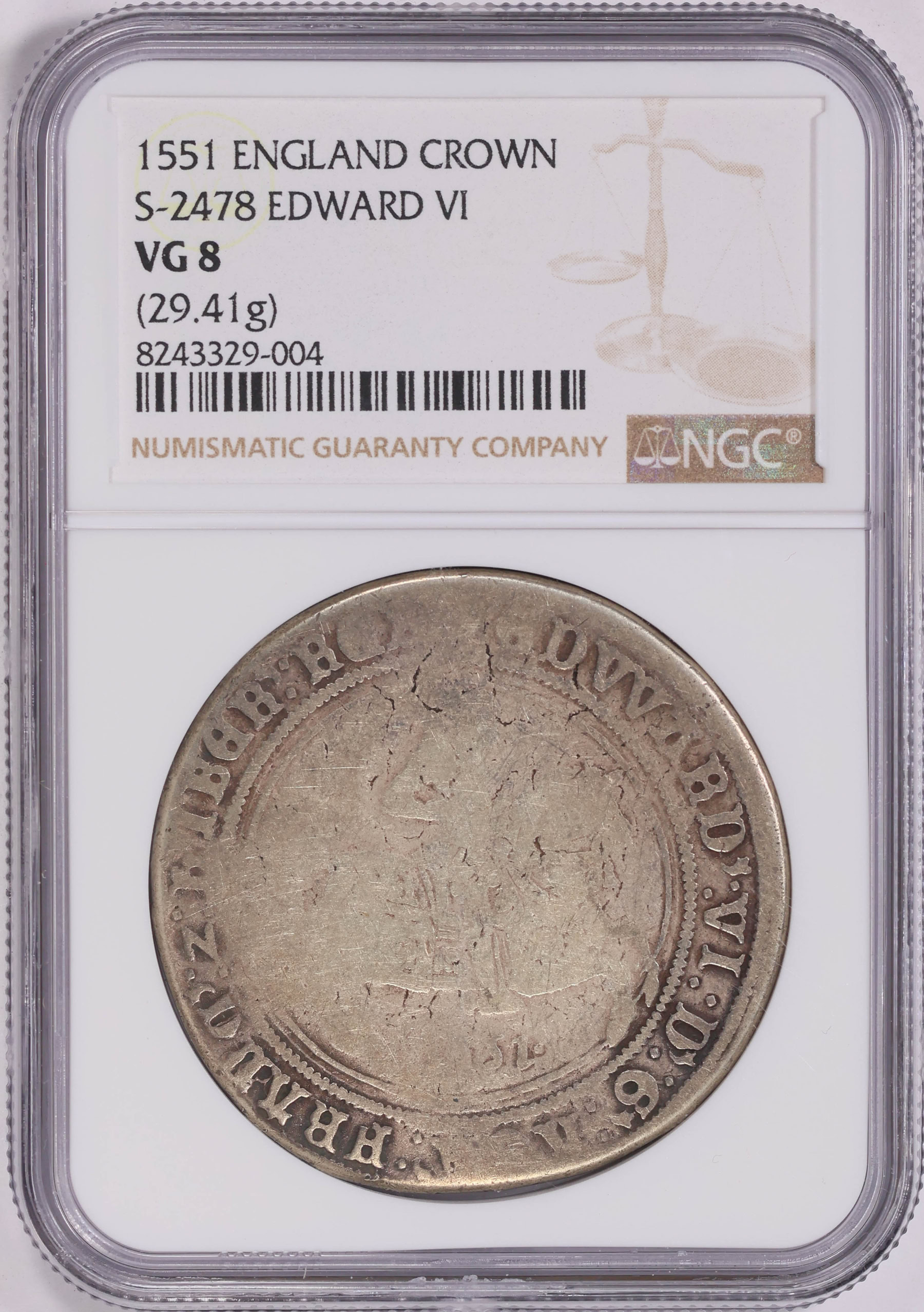 Great Britain 1551 Silver Crown y Mintmark NGC VG-08 (29.41gms) (Item ...