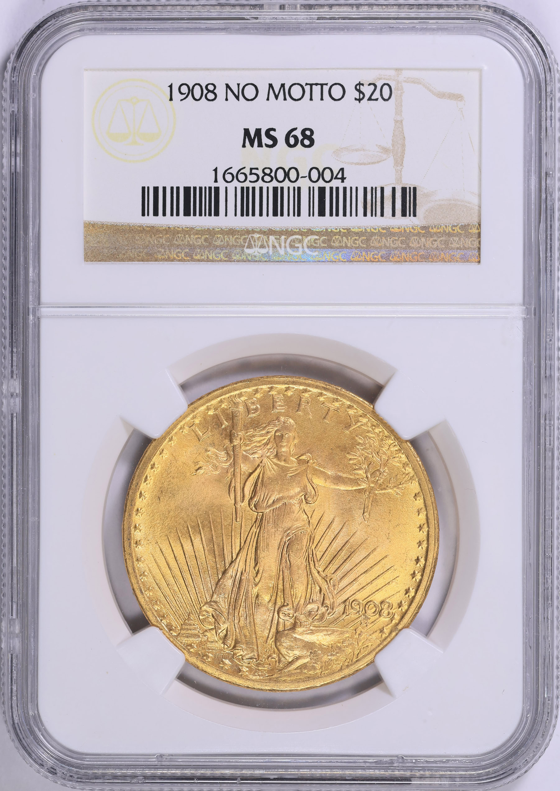 1908 Saint-Gaudens Gold Double Eagle No Motto NGC MS-68 (Item 1880117) | GreatCollections Coin ...