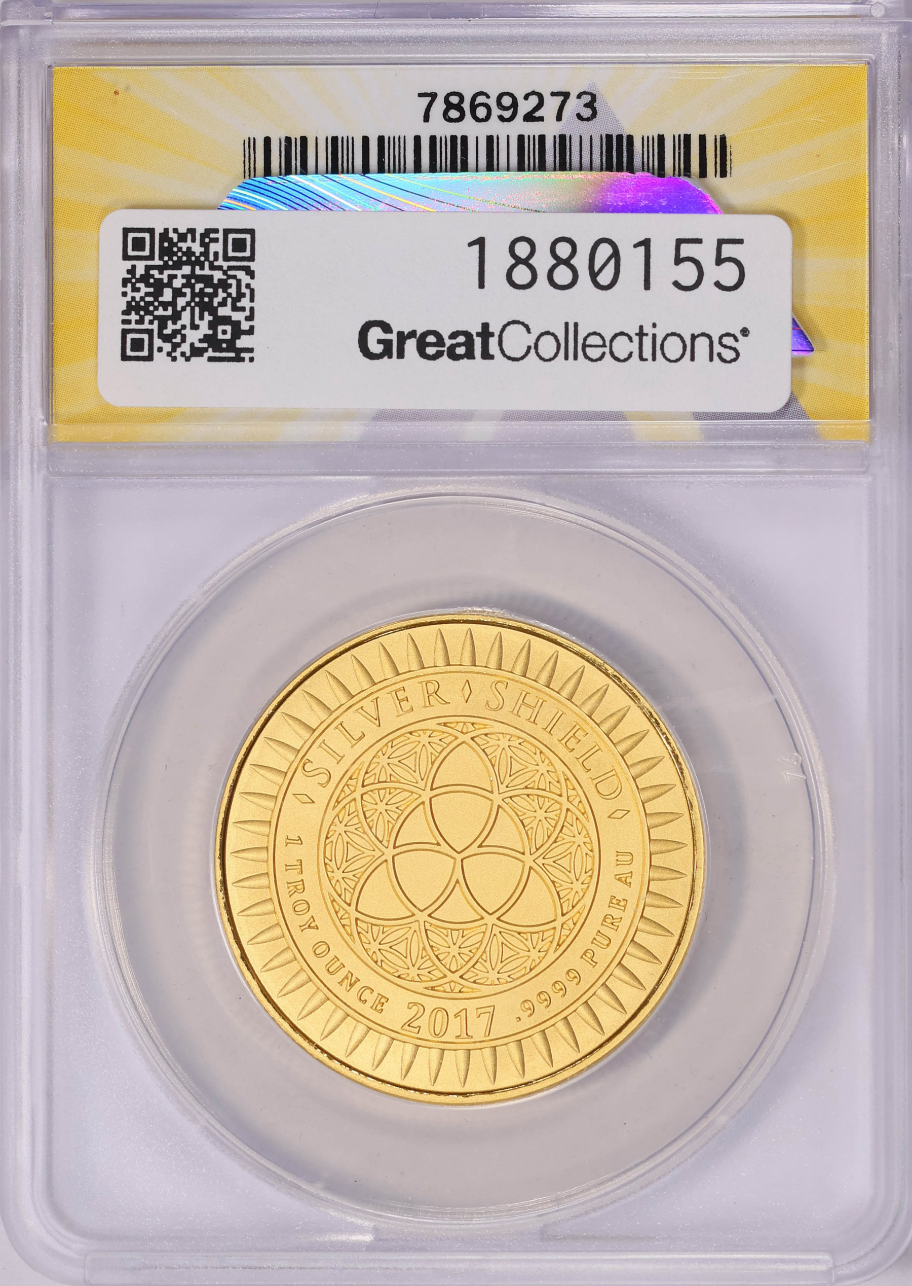 2017 Gold 1oz Silver Shield Freedom Girl Private Mint medal ANACS MS-70 ...