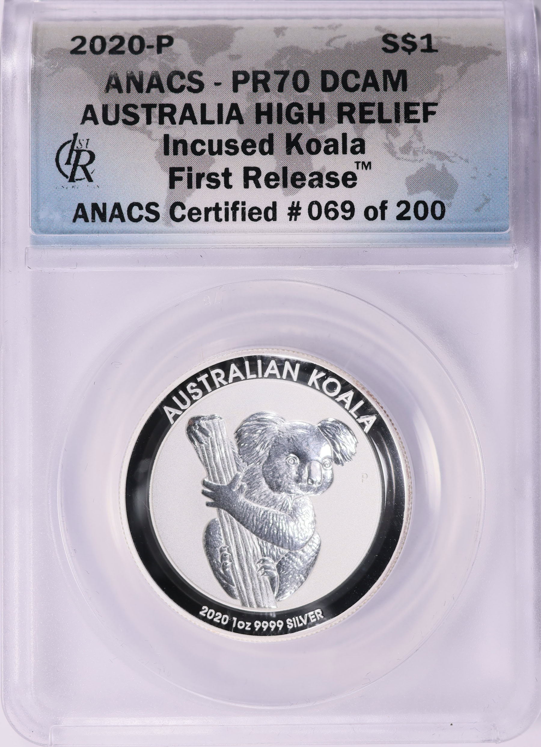 Australia 2020-P Silver Dollar Koala High Relief Incuse Design KM-3878 ...