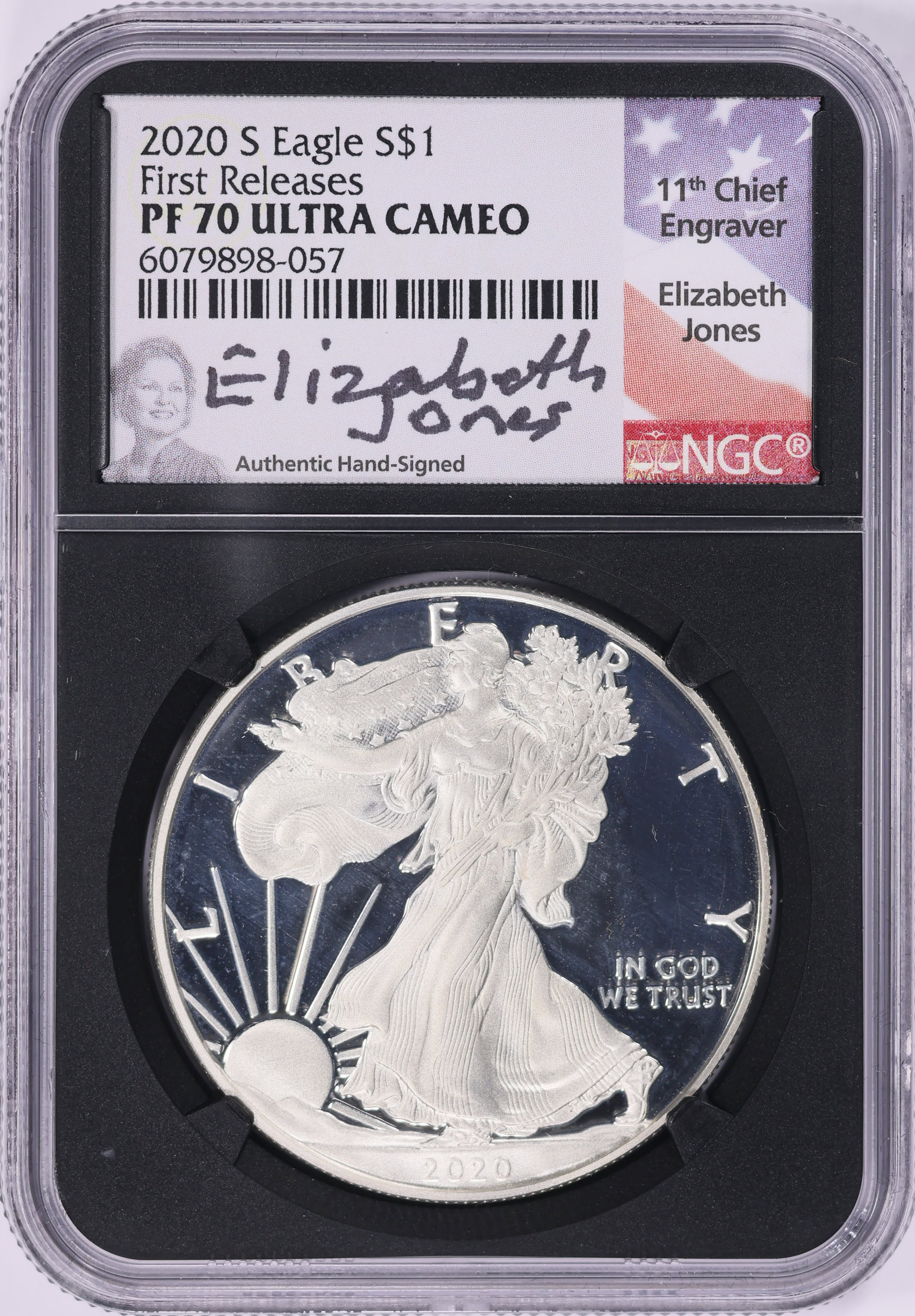 2020-S $1 Silver Eagle First Releases NGC Proof-70 UC (Elizabeth Jones ...
