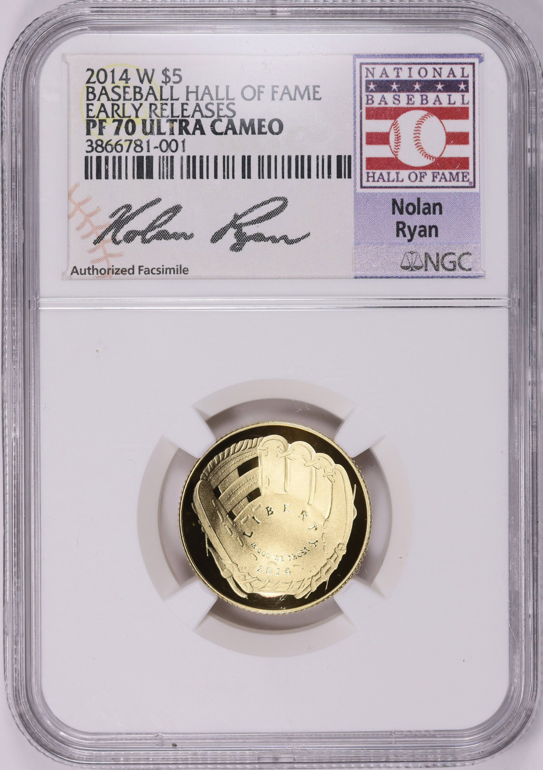 2014-W Baseball Hall of Fame Gold $5 Early Releases NGC Proof-70 UC ...