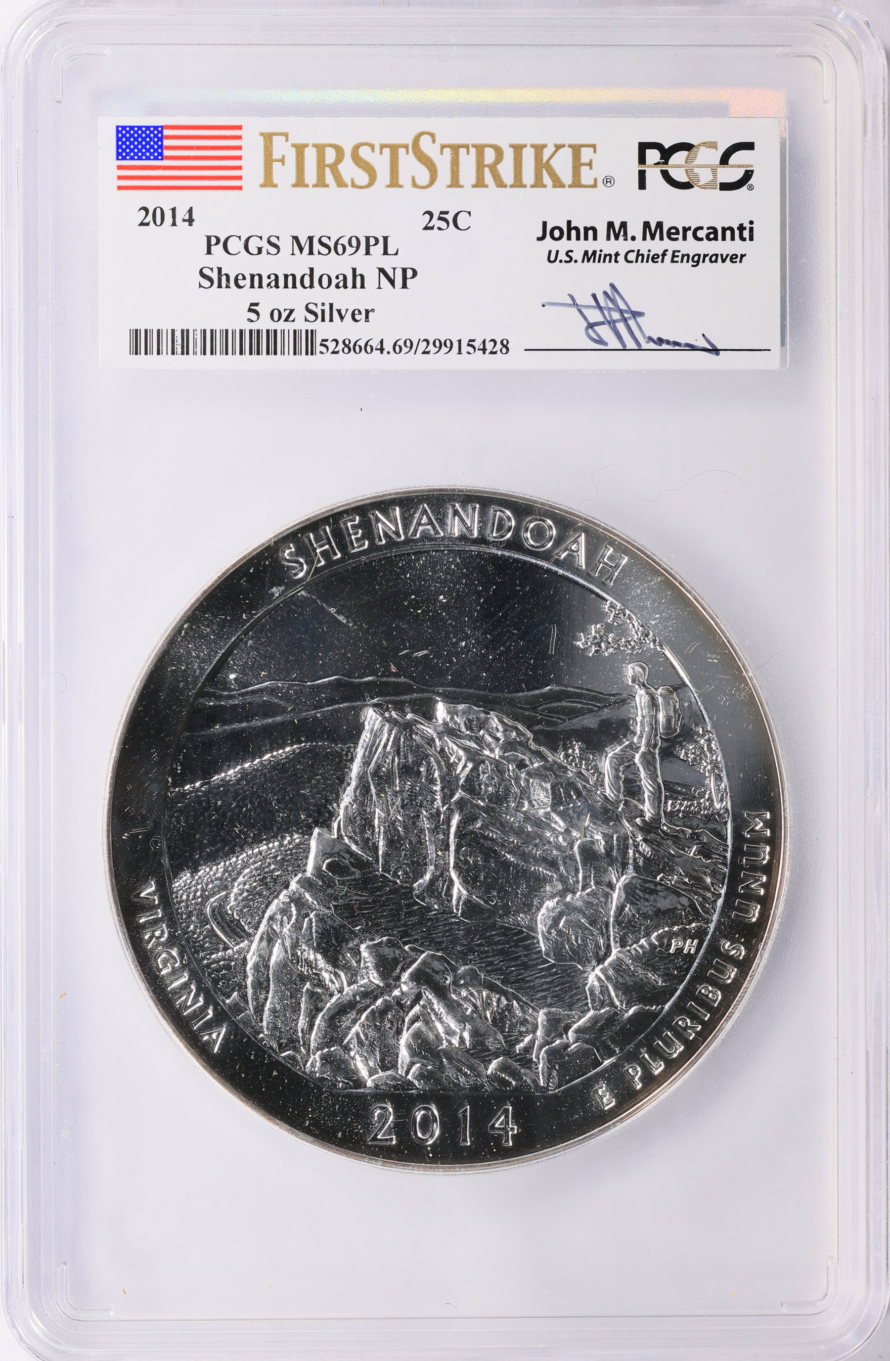 2014 America the Beautiful 5 oz. Silver Quarter Shenandoah NP First ...