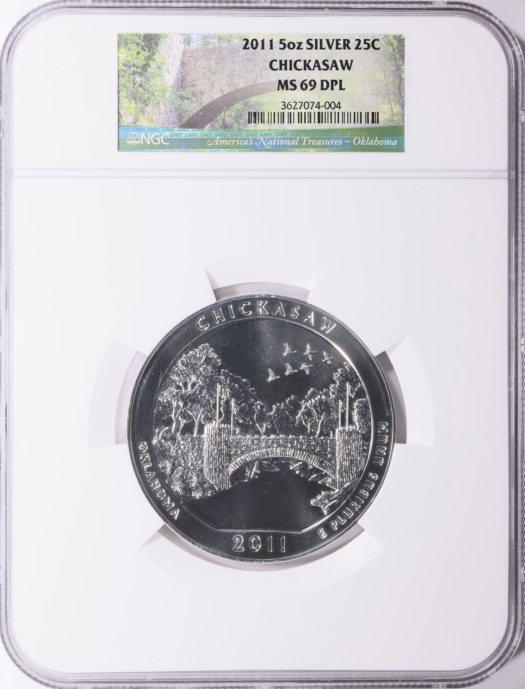 2011 America the Beautiful 5 oz. Silver Quarter Chickasaw NP NGC MS-69 ...