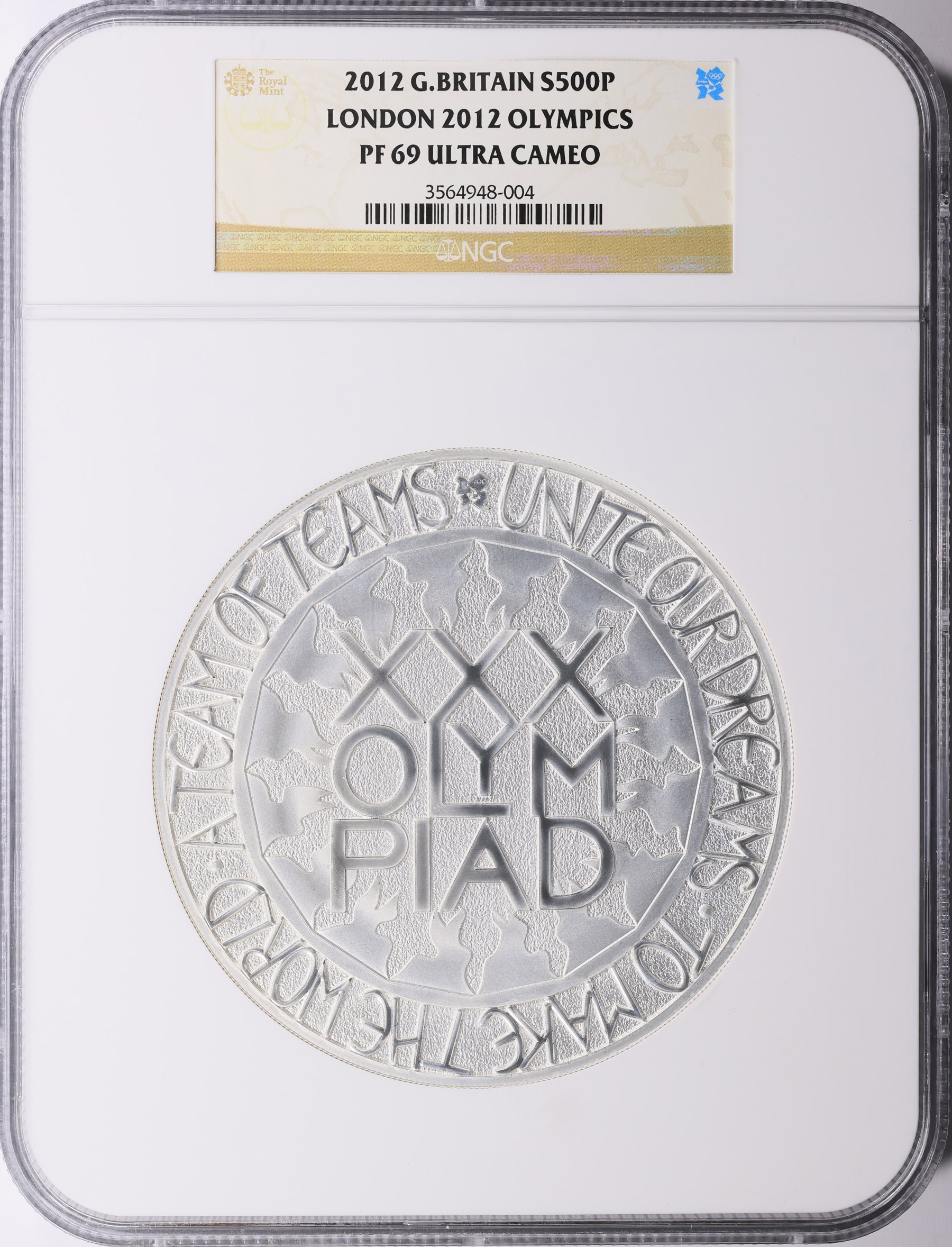 Great Britain 2012 Silver £500 XXX Olympiad Kilo KM-1235 NGC Proof-69 ...
