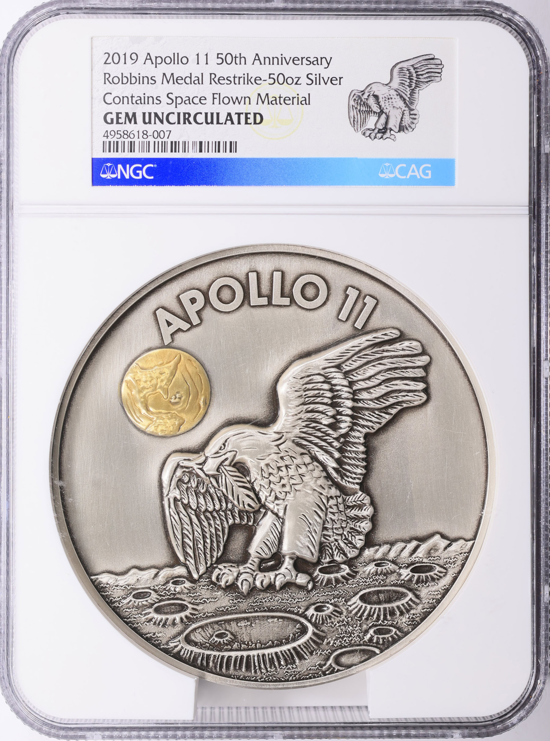 2019 Silver 50oz Apollo 11 50th Anniversary Robbins Medal Restrike ...