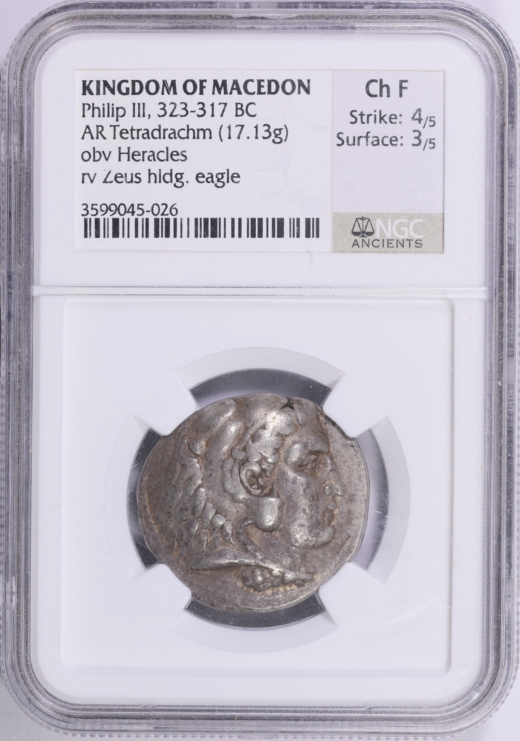 Ancient Kingdom of Macedon, Philip III (323-317 B.C.) AR Tetradrachm ...